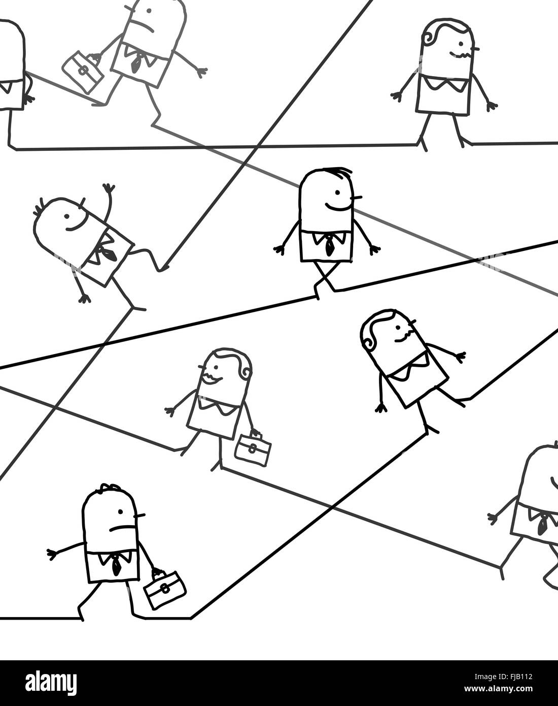 hand drawn cartoon character - business people in all directions Stock ...