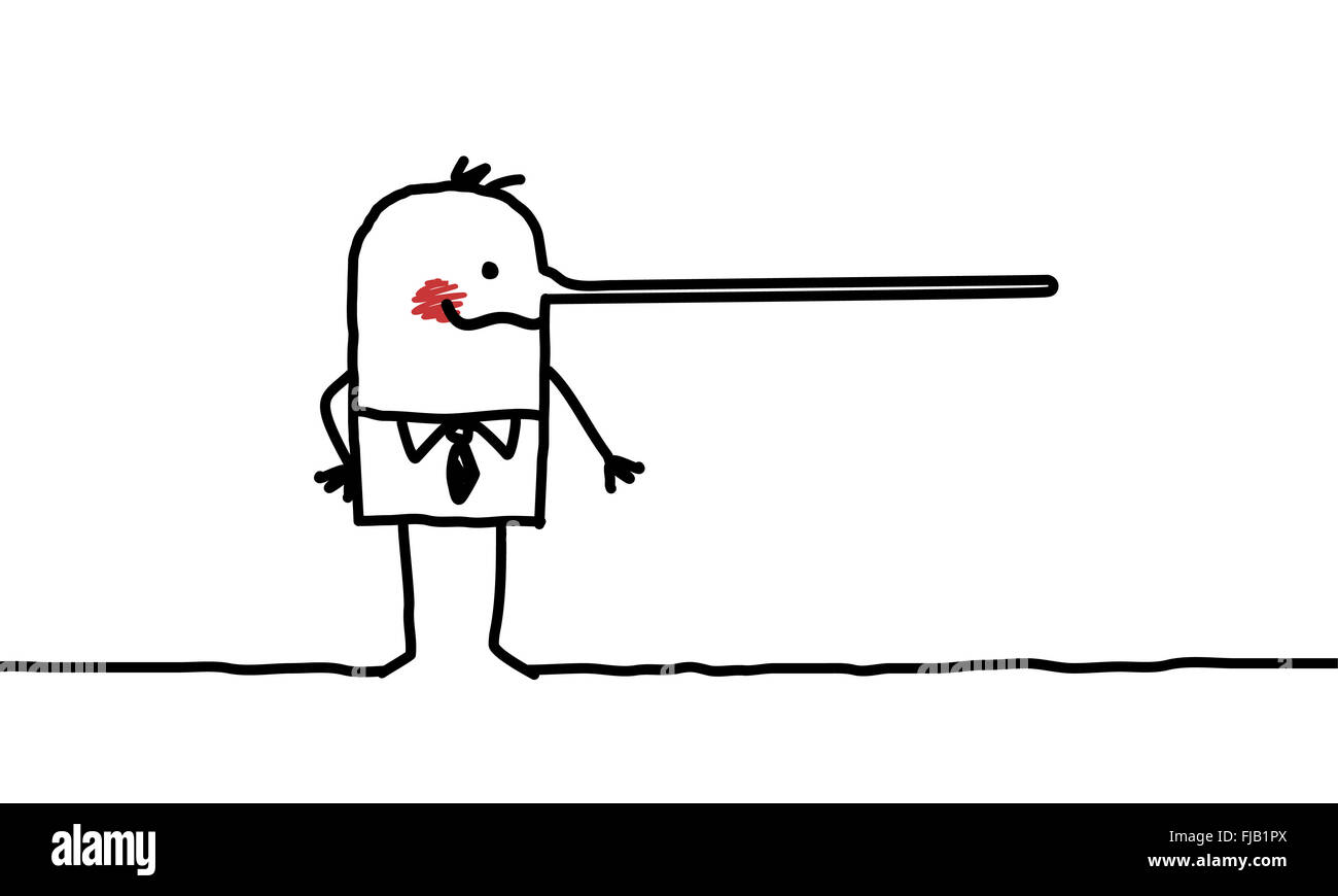 hand drawn cartoon characters - lying businessman Stock Photo - Alamy