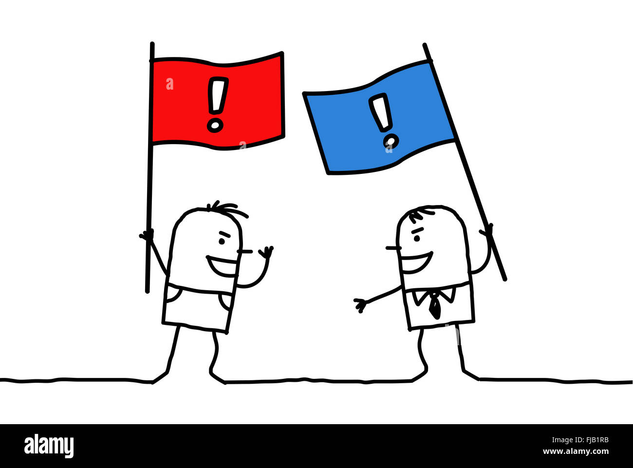 hand drawn cartoon characters - disagreement between political opinions ...