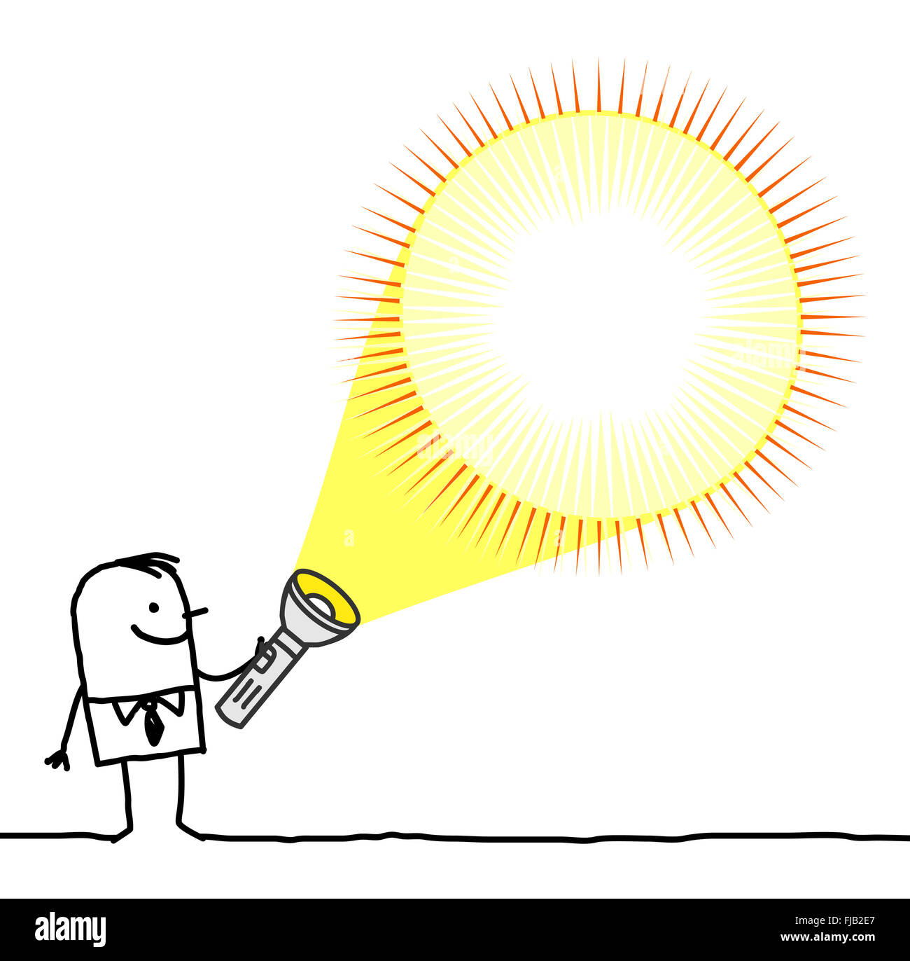 hand drawn cartoon characters - man with blank flashlight Stock Photo ...