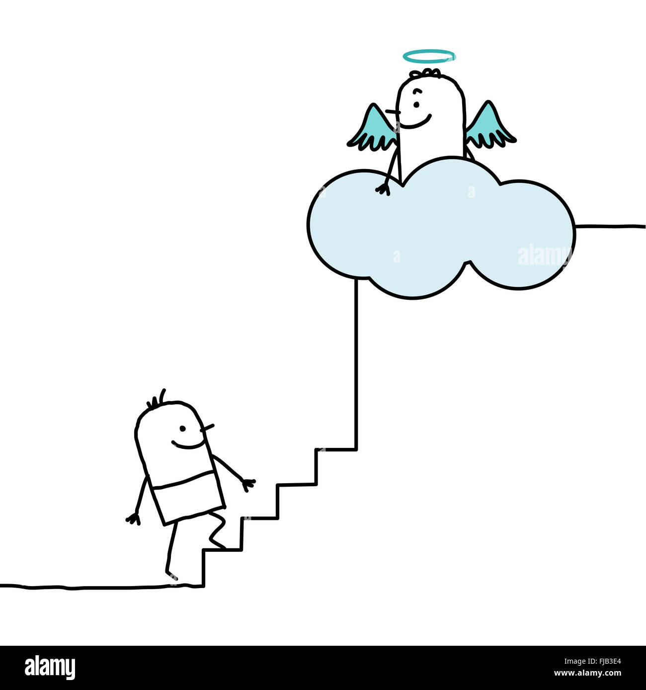 hand drawn cartoon characters - going up to heaven Stock Photo - Alamy