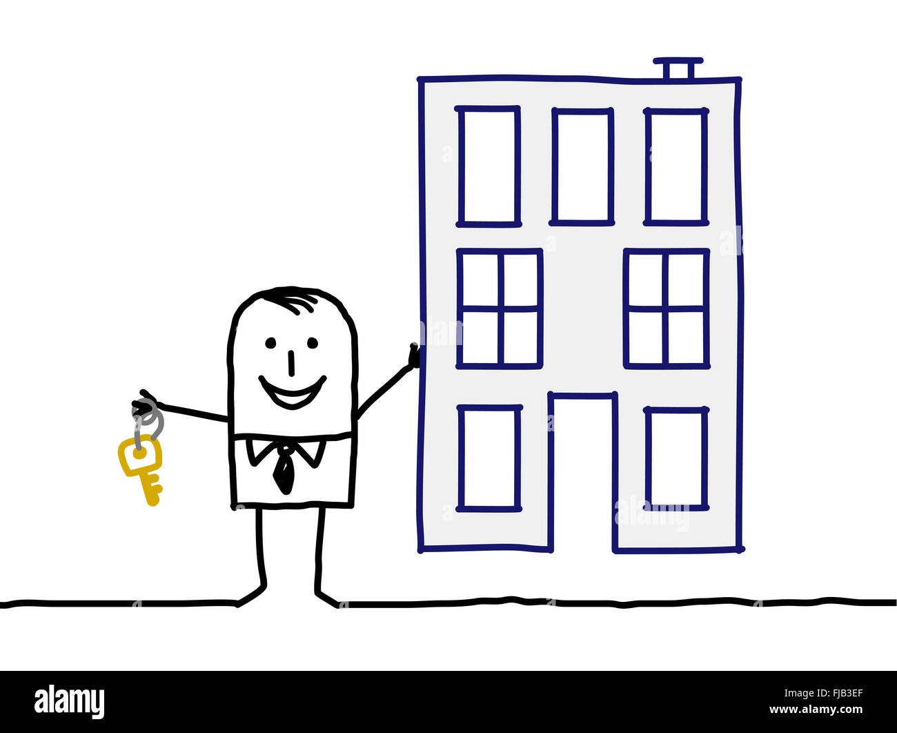 hand drawn cartoon characters - real estate agent & building Stock ...