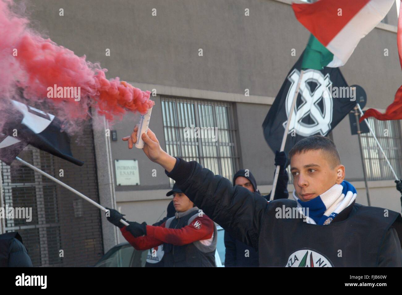 Milan, Italy, demonstration of the neonazi group "Forza Nuova Stock ...