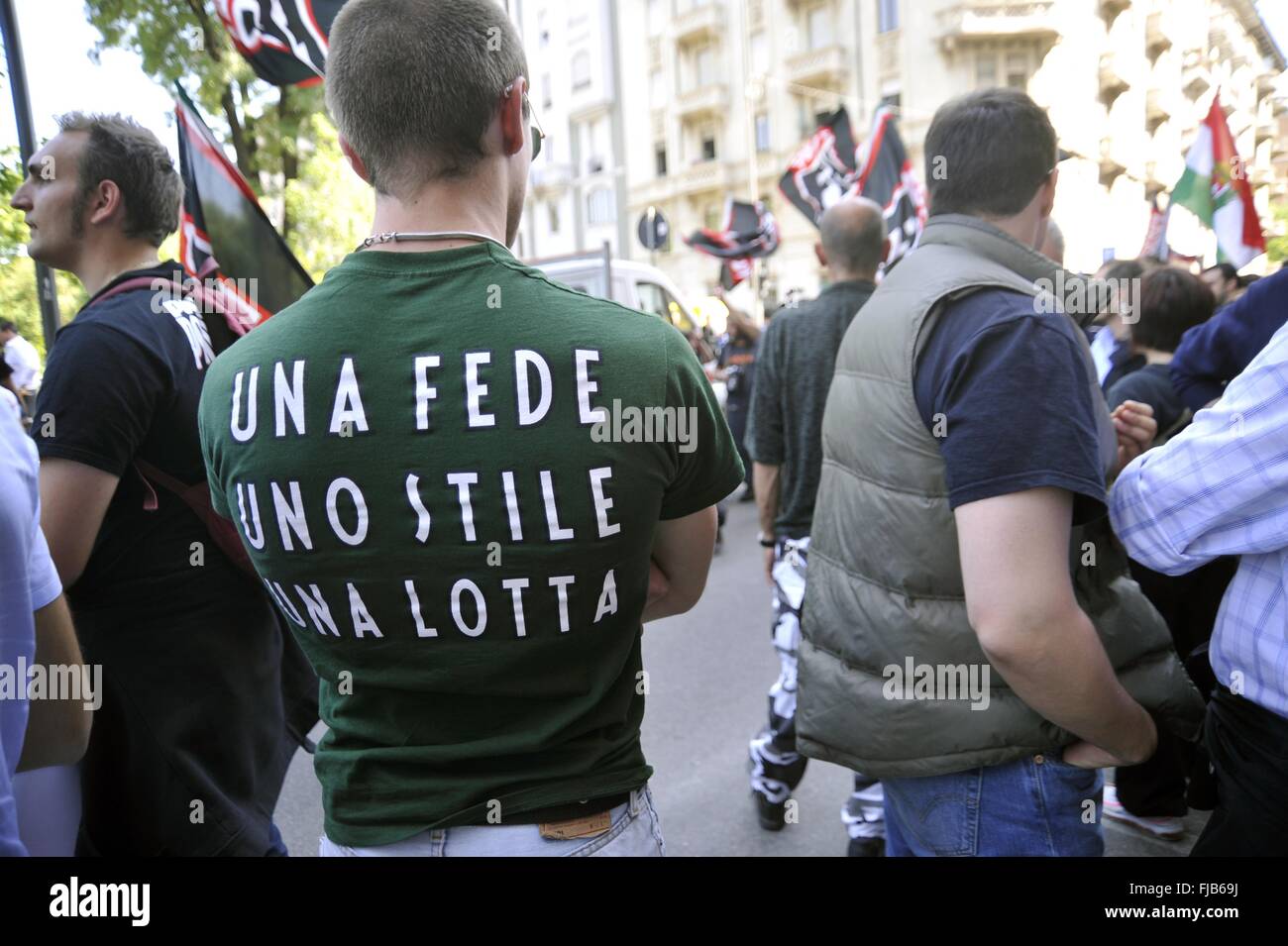 Milan, Italy, demonstration of the neonazi group "Forza Nuova Stock ...
