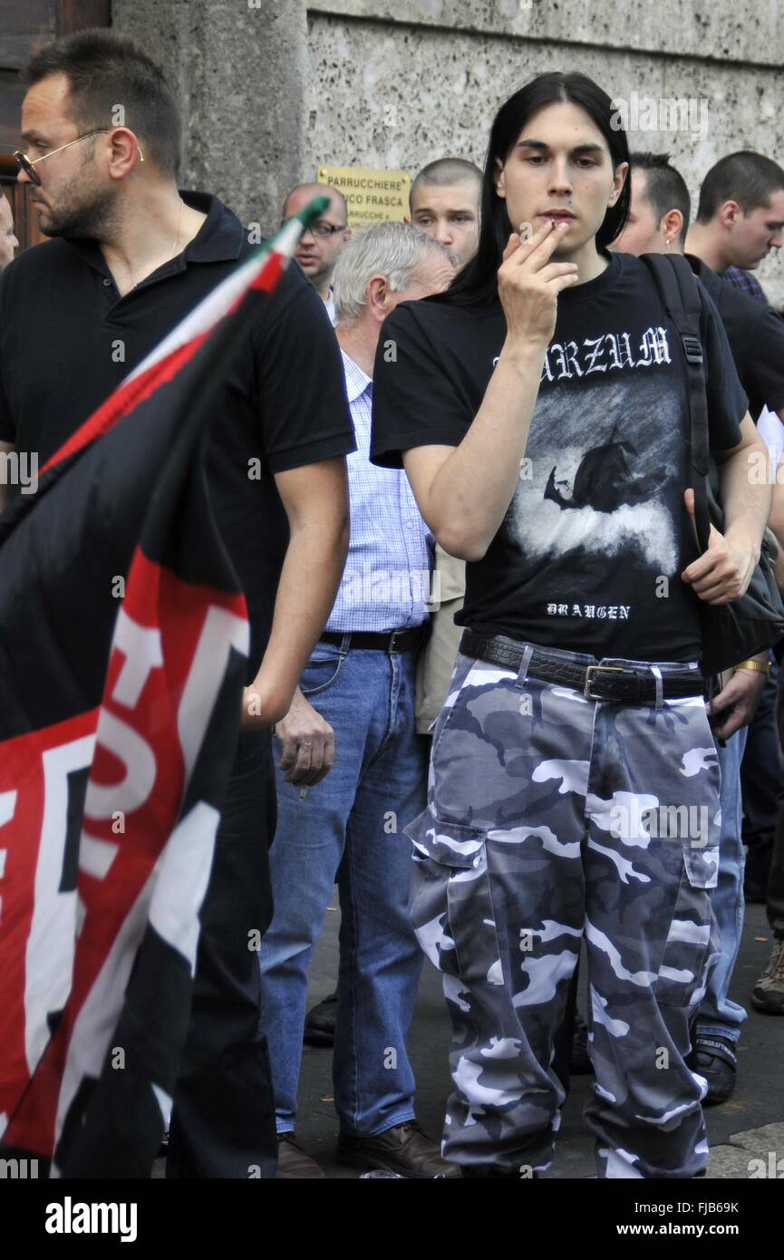 Milan, Italy, demonstration of the neonazi group "Forza Nuova Stock ...