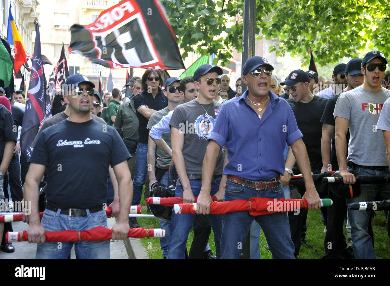 Milan, Italy, demonstration of the neonazi group "Forza Nuova Stock ...