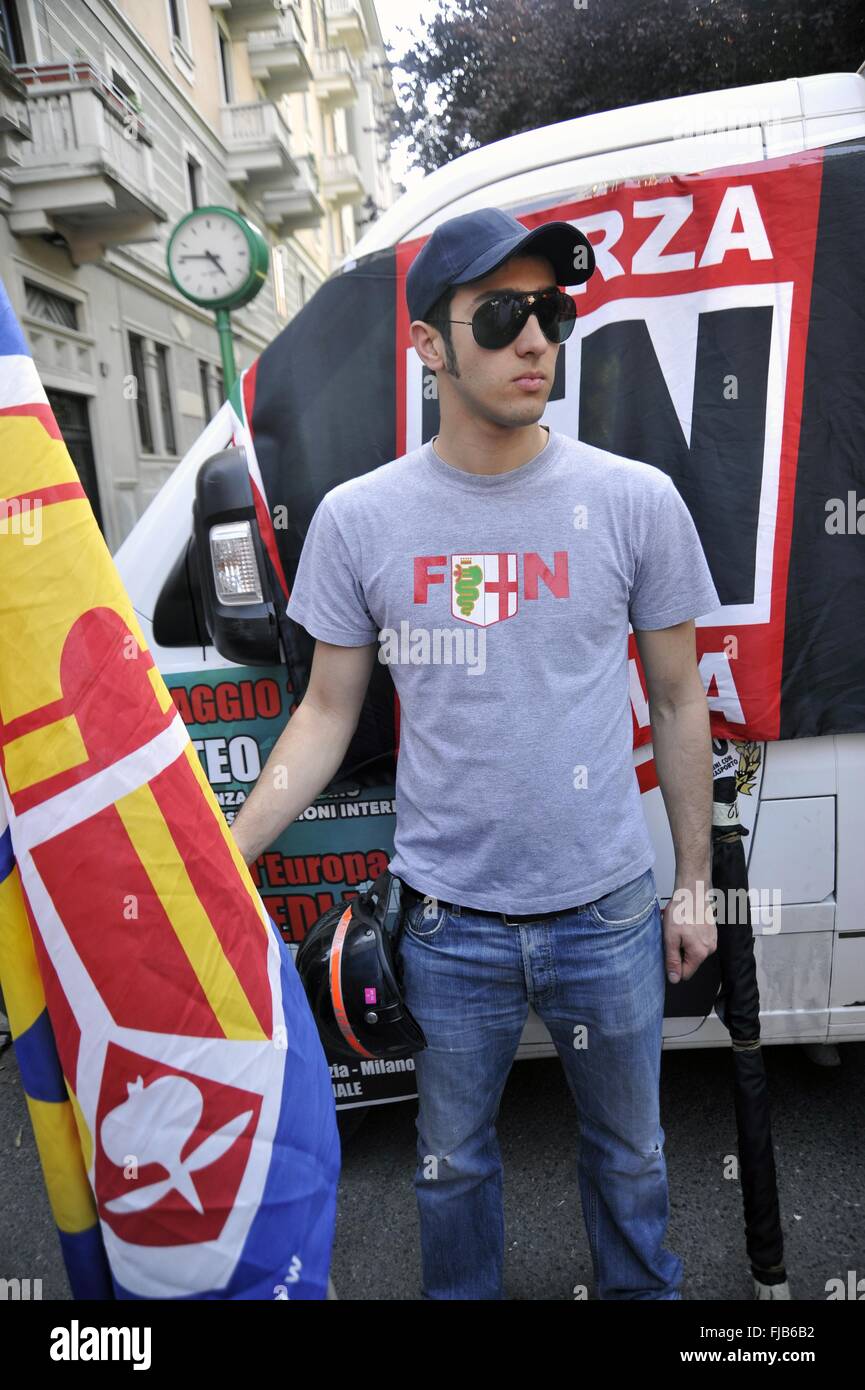 Milan, Italy, demonstration of the neonazi group "Forza Nuova Stock ...