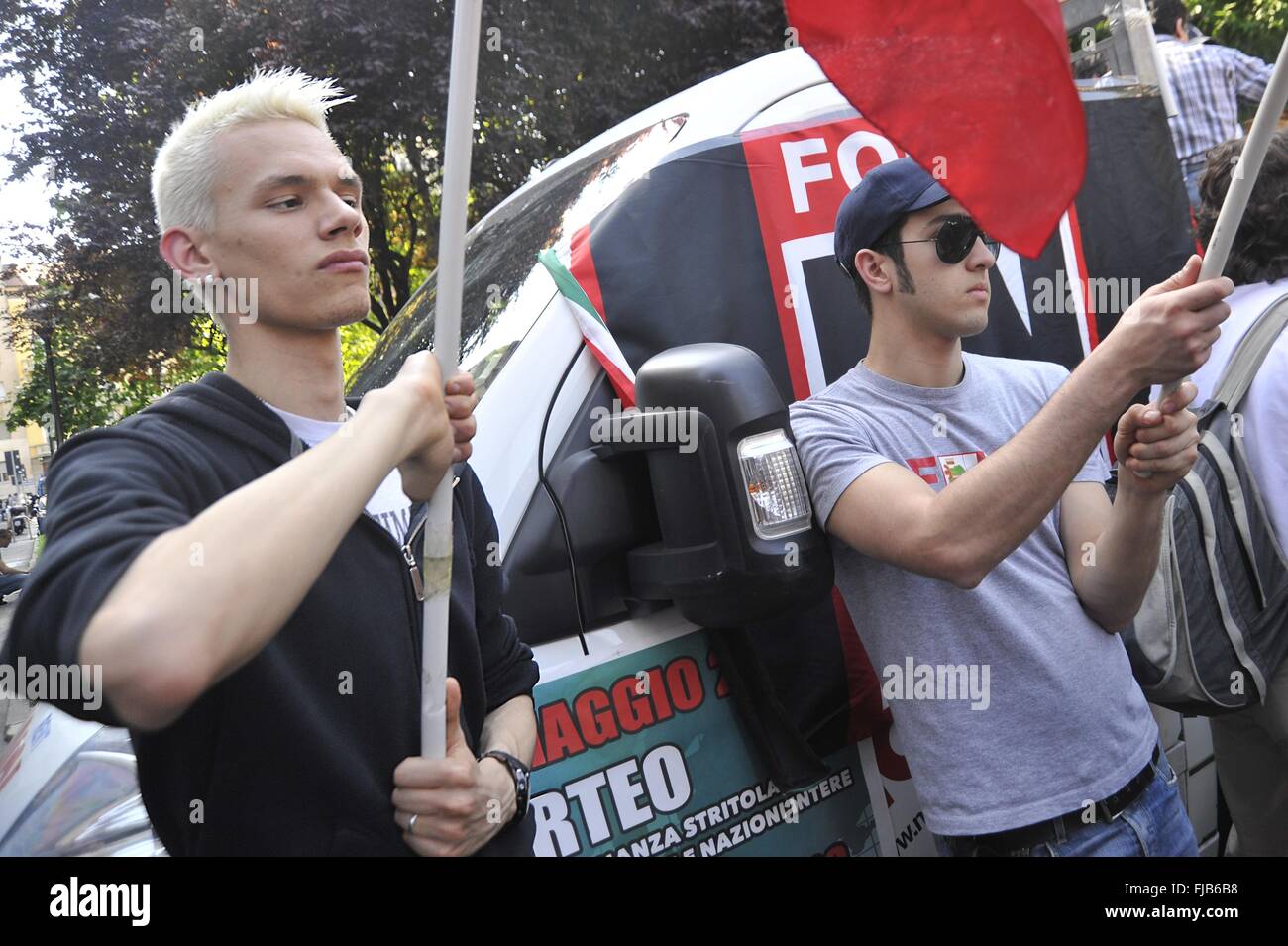 Milan, Italy, demonstration of the neonazi group "Forza Nuova Stock ...