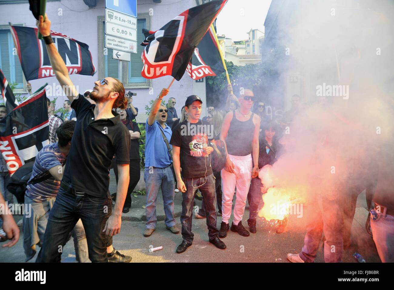 Milan, Italy, demonstration of the neonazi group "Forza Nuova Stock ...