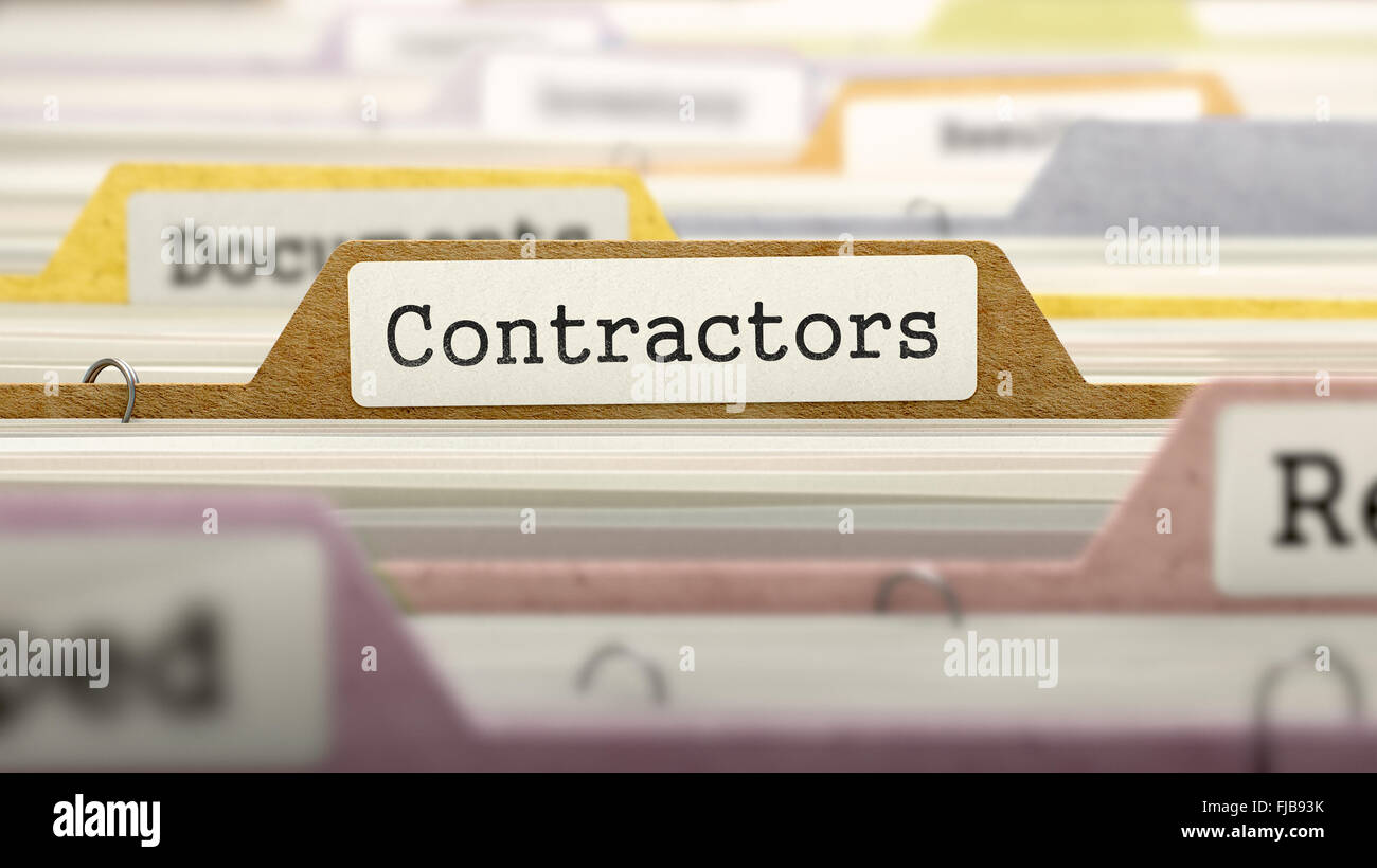Contractors Concept on File Label Stock Photo - Alamy