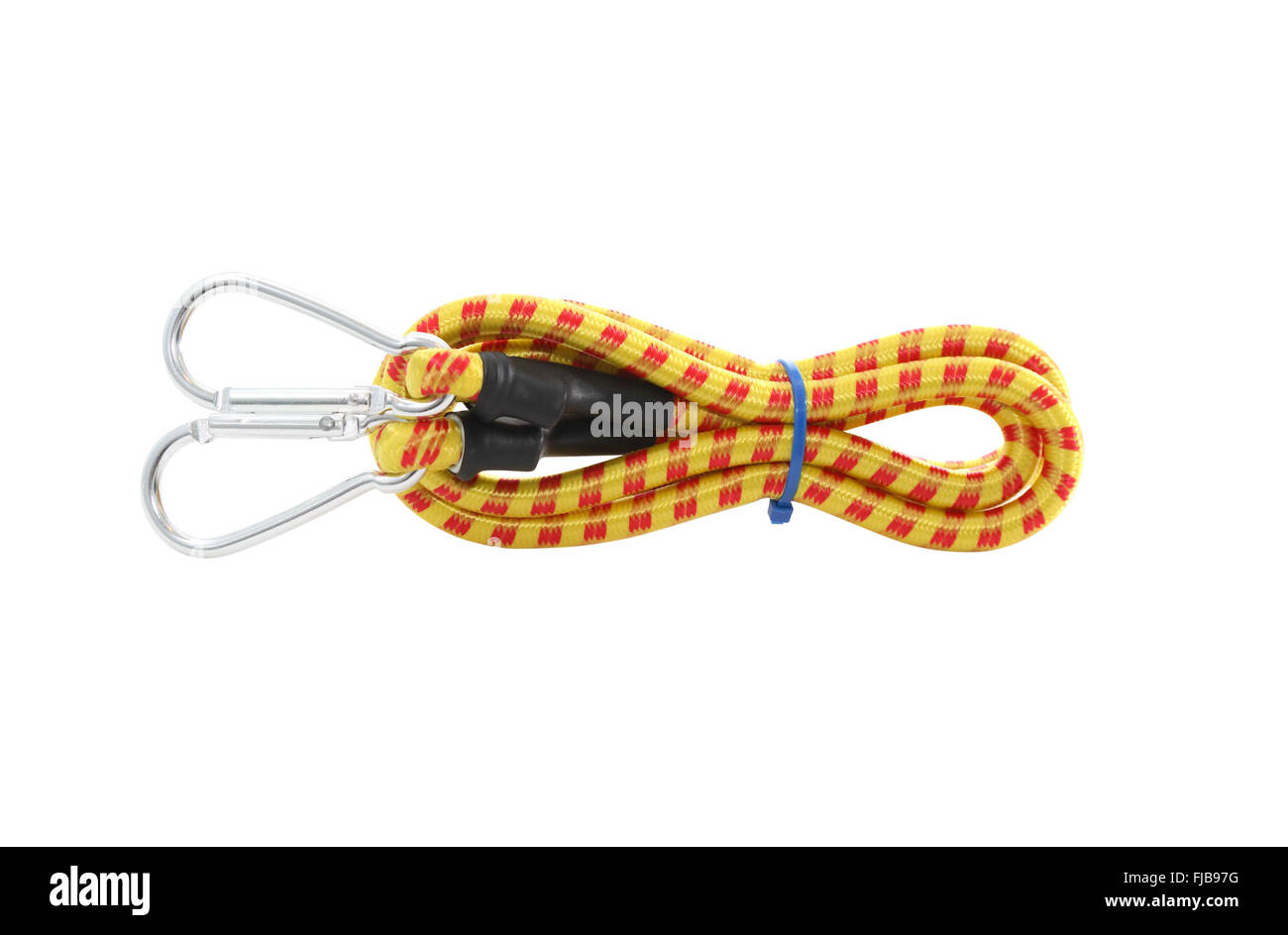 New elastic rope with clasps on white background. Isolated with ...