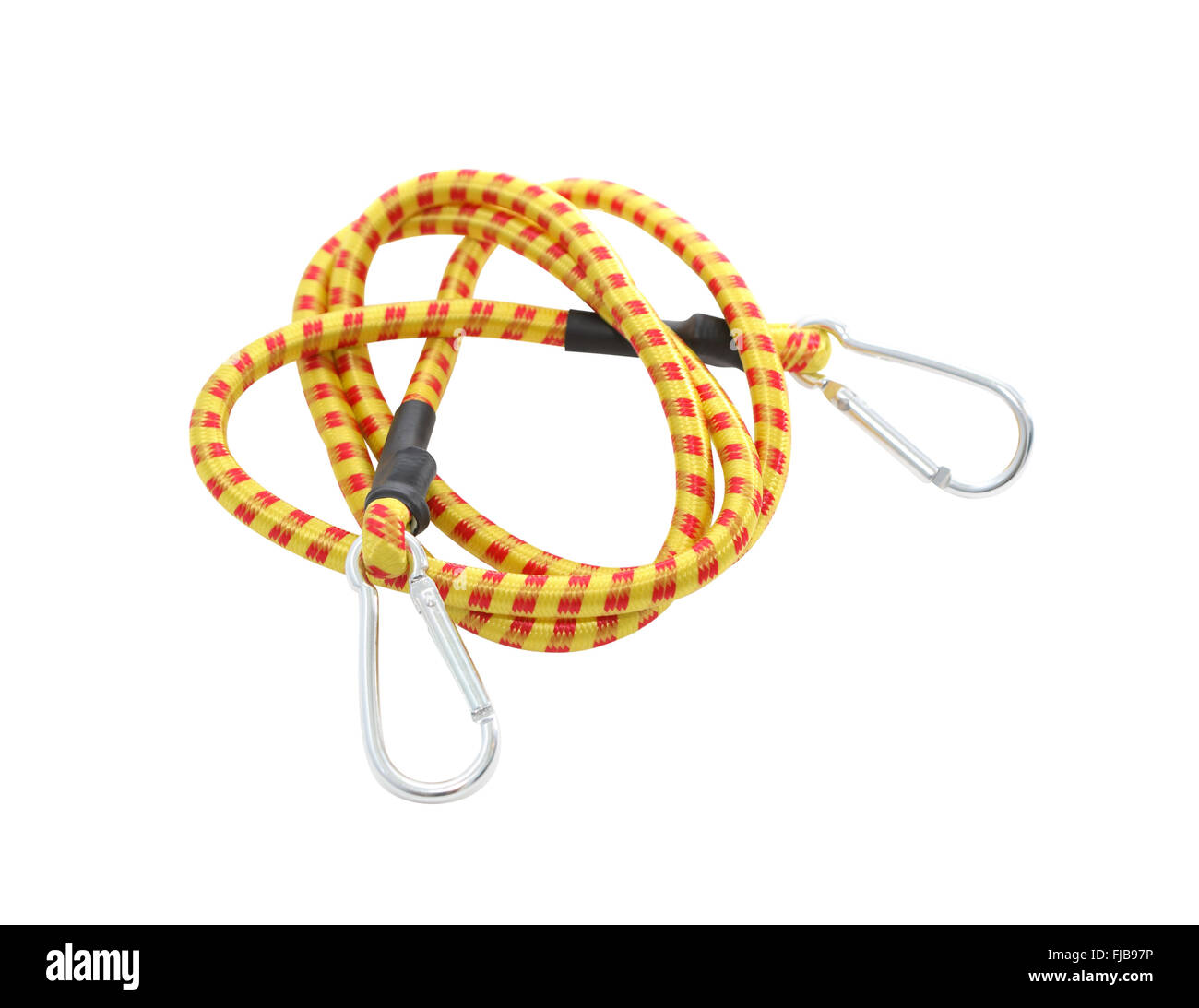 New elastic rope with clasps on white background. Isolated with ...