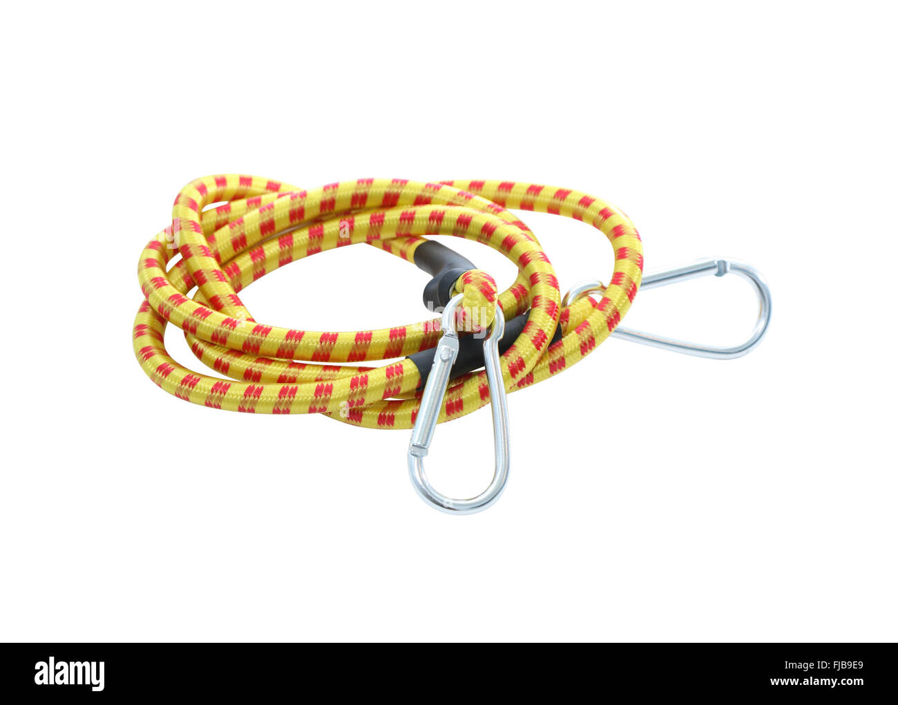 New elastic rope with clasps on white background. Isolated with ...