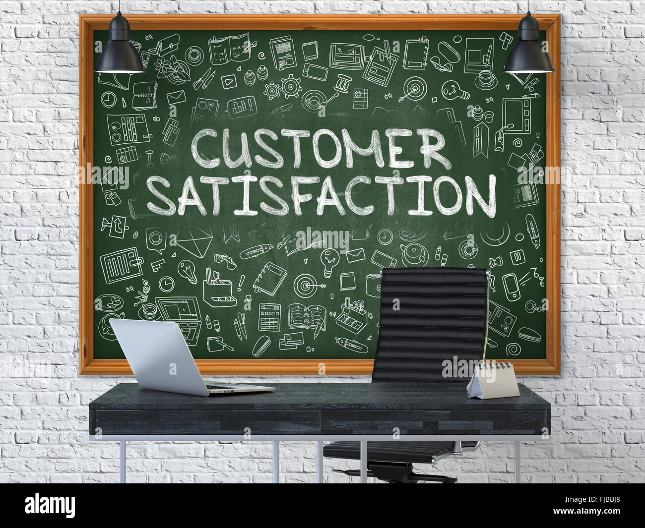 Chalkboard on the Office Wall with Customer Satisfaction Concept Stock ...