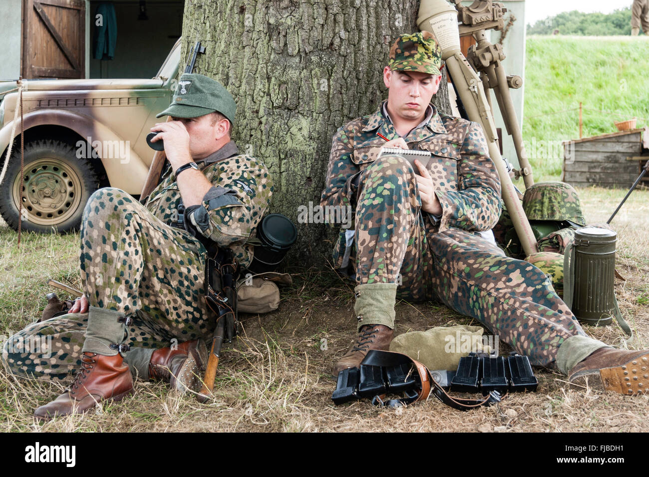 War and peace show, England. WW2 re-enactment. Two German soldiers ...
