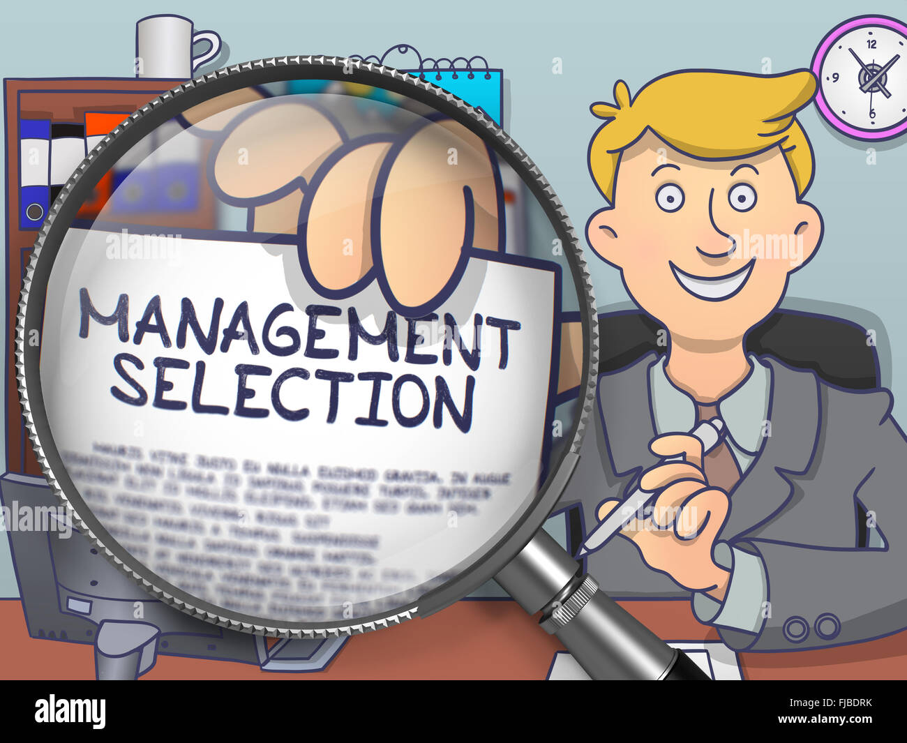 Management Selection through Magnifying Glass. Doodle Concept Stock ...