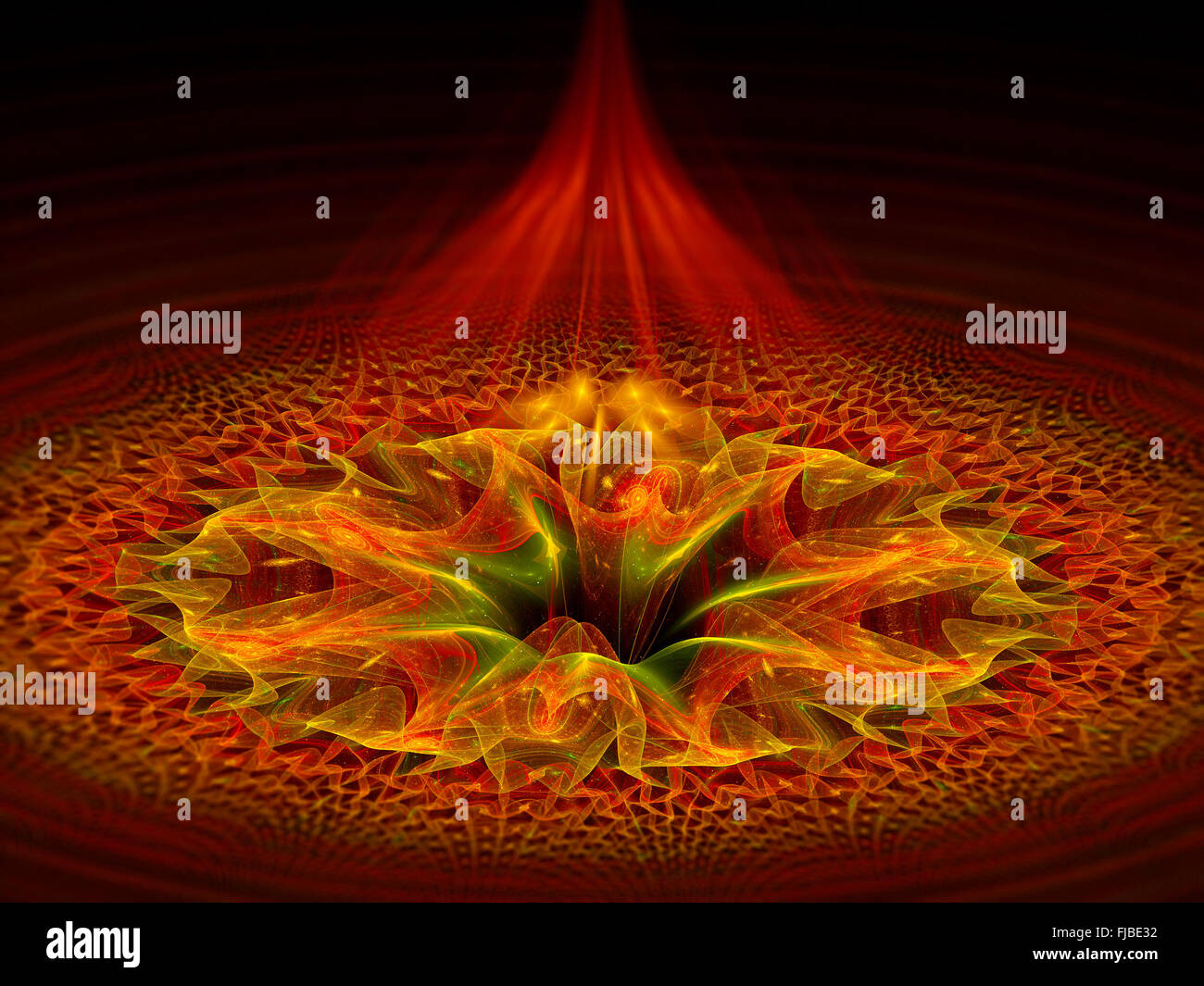 Red dimensional gate, computer generated abstract fractal background ...