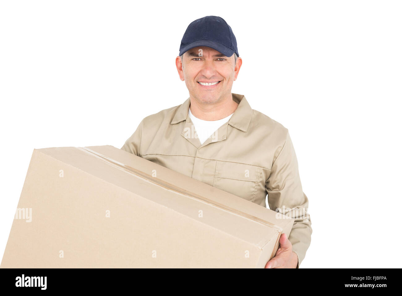 Delivery man carrying a package Stock Photo - Alamy