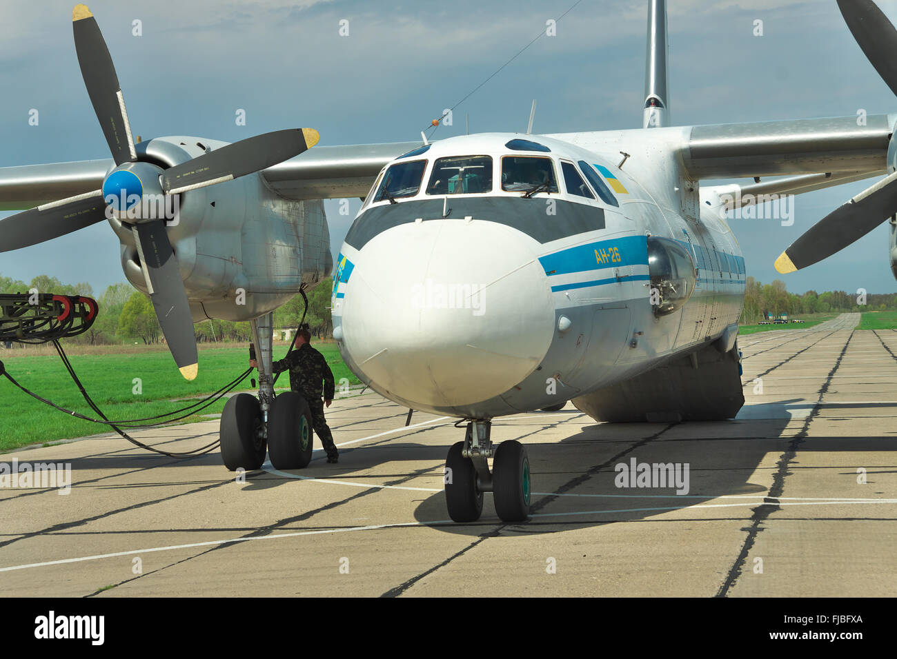 Vasilkov, Ukraine - April 24, 2012: Ukrainian Air Force An-26 cargo ...