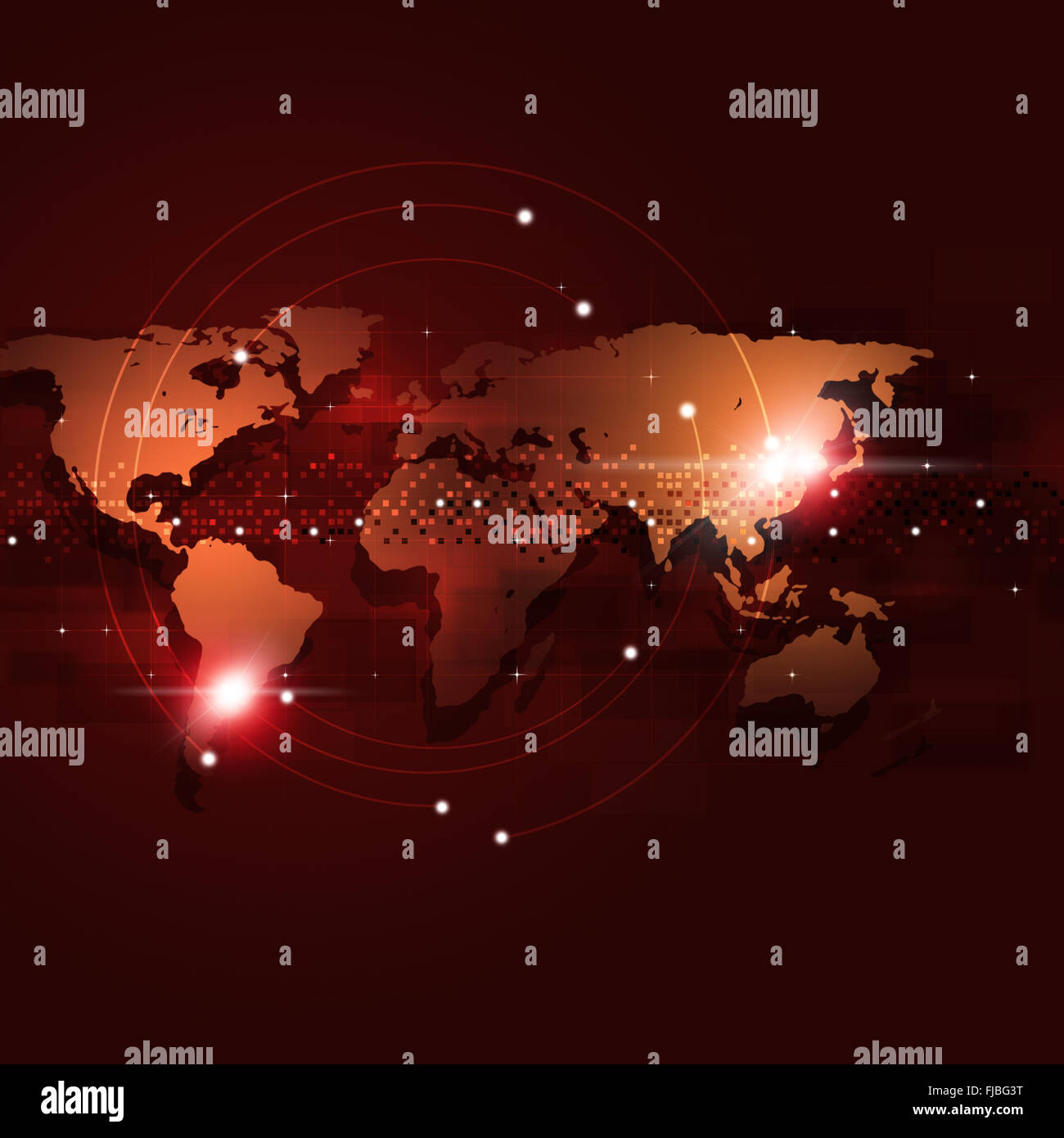 abstract technology global network connection red background Stock ...