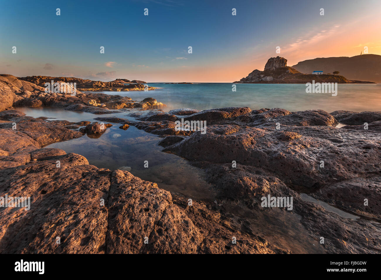 Sunset at Kefalos, Kastri island, Kos Greece Stock Photo - Alamy