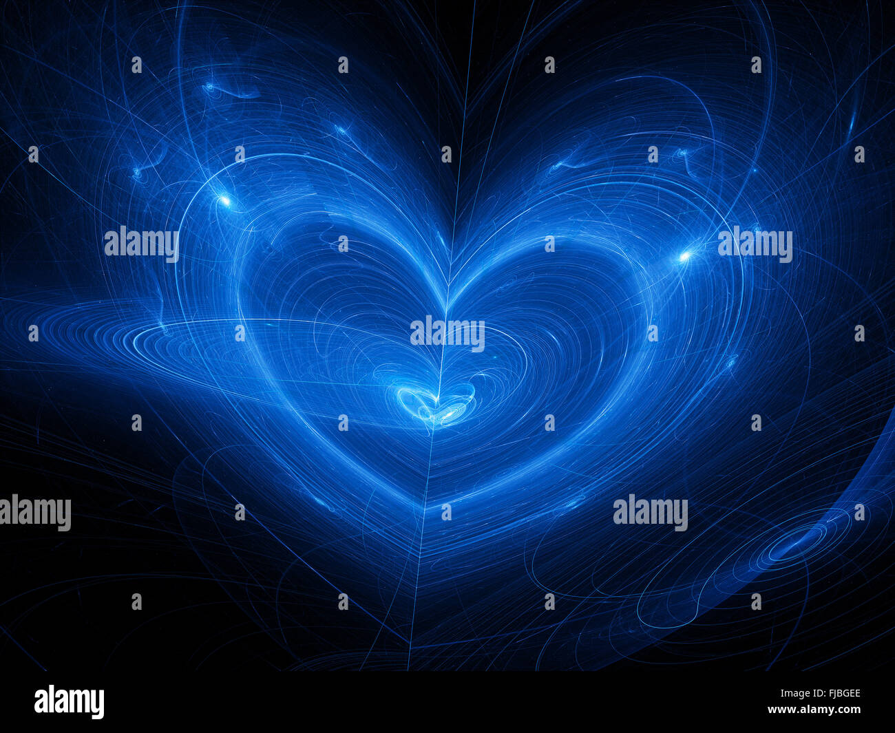 Blue heart fantasy nebula in space, computer generated fractal Stock ...