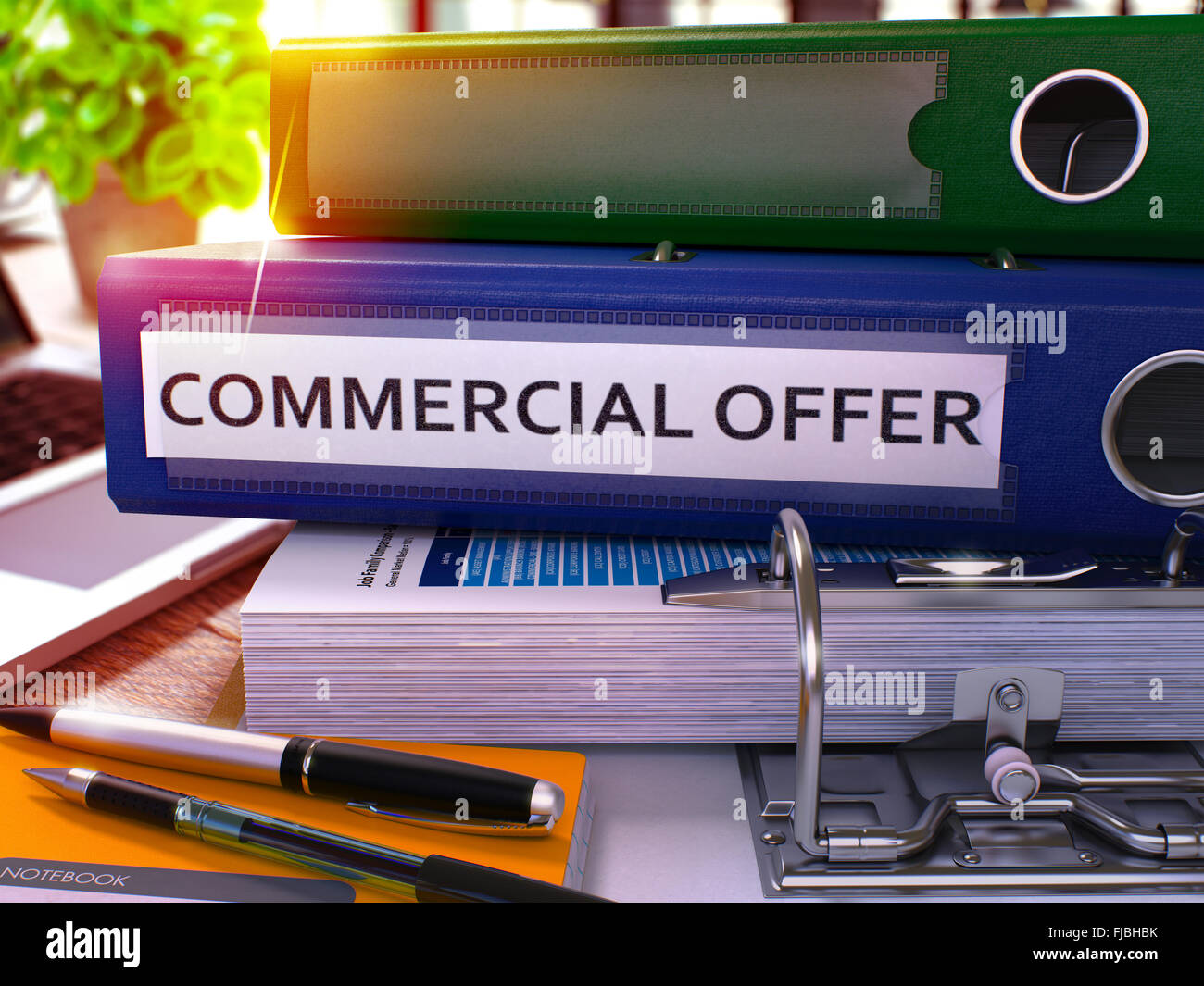 Commercial Offer on Blue Office Folder. Toned Image Stock Photo - Alamy