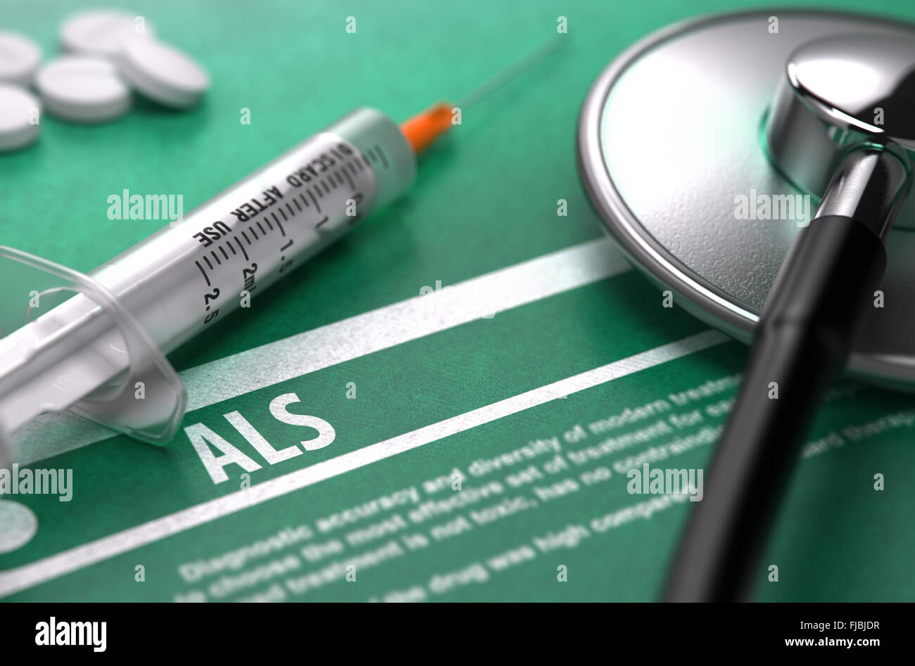 ALS. Medical Concept on Green Background Stock Photo - Alamy