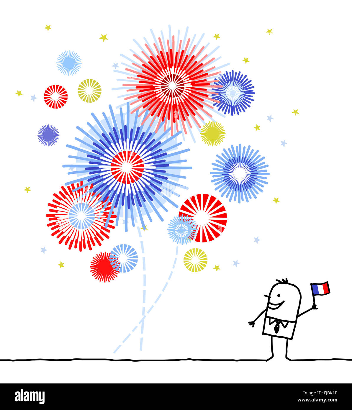 hand drawn cartoon characters - firework & national day Stock Photo - Alamy