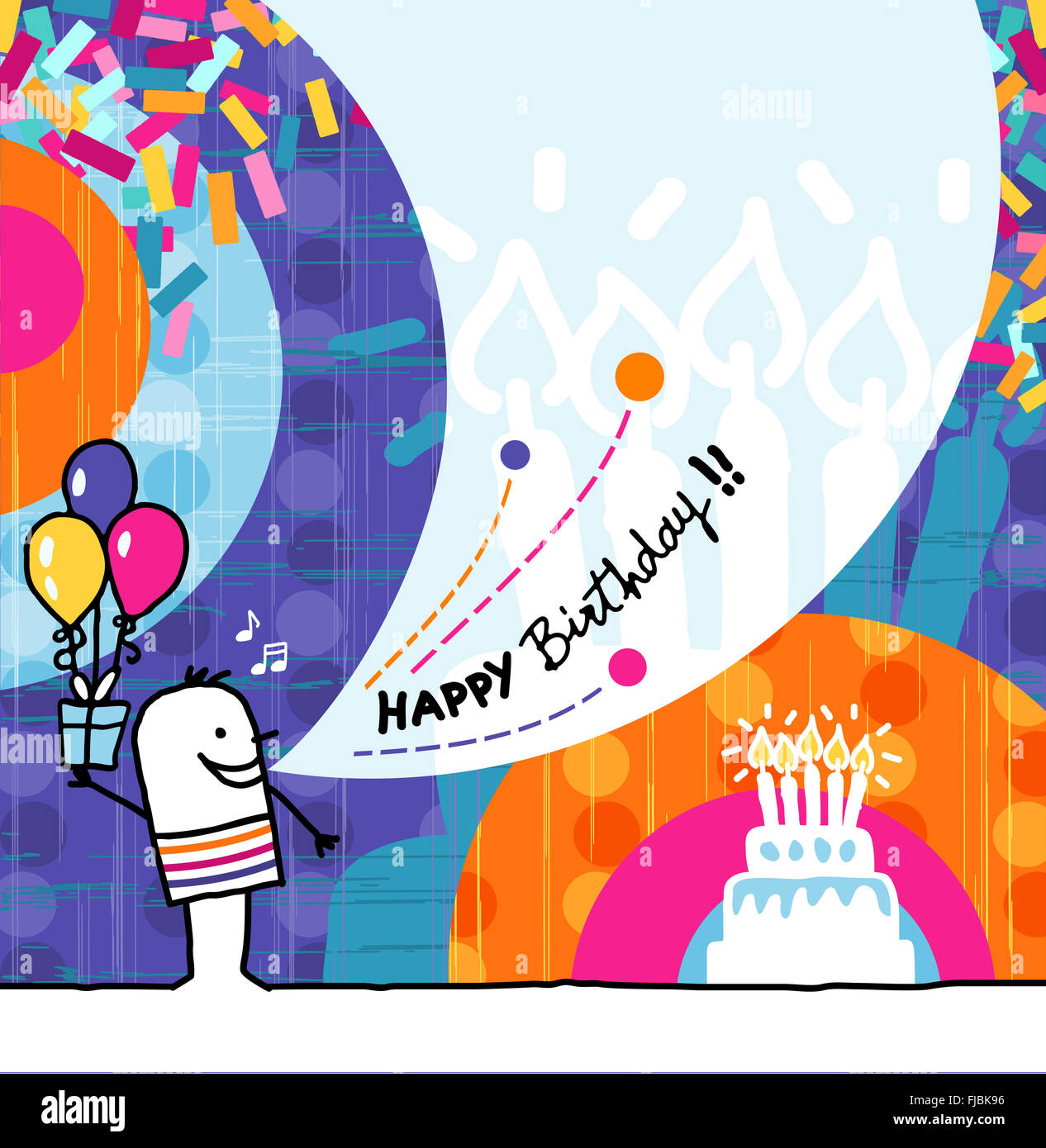 hand drawn cartoon & greeting card - Birthday Stock Photo - Alamy