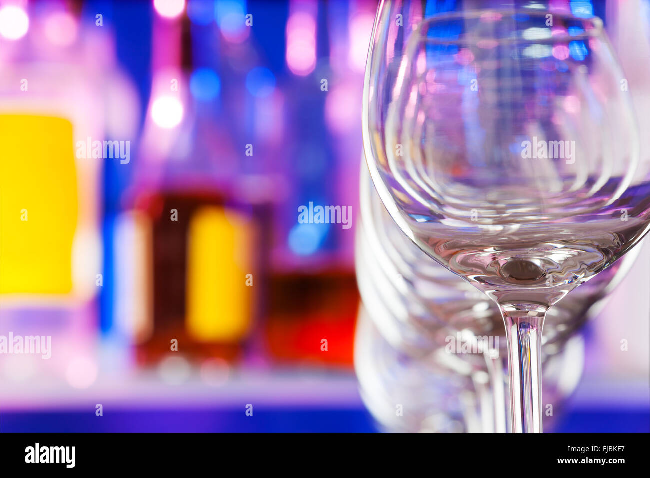 Composition of wine glasses in the bar Stock Photo - Alamy