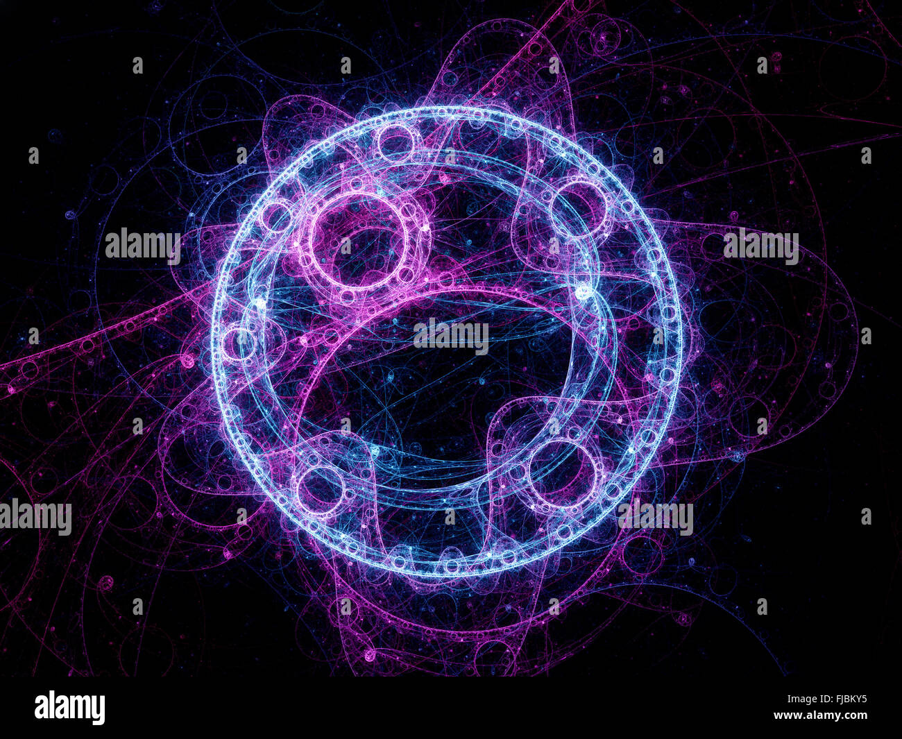 Galactic clock in space, computer generated fractal background Stock ...