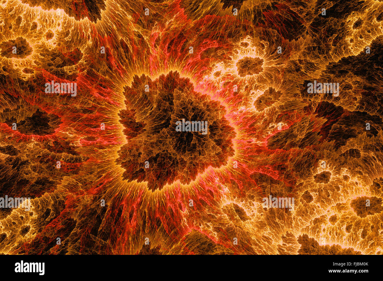 Fire rocks in space, computer generated abstract fractal background ...