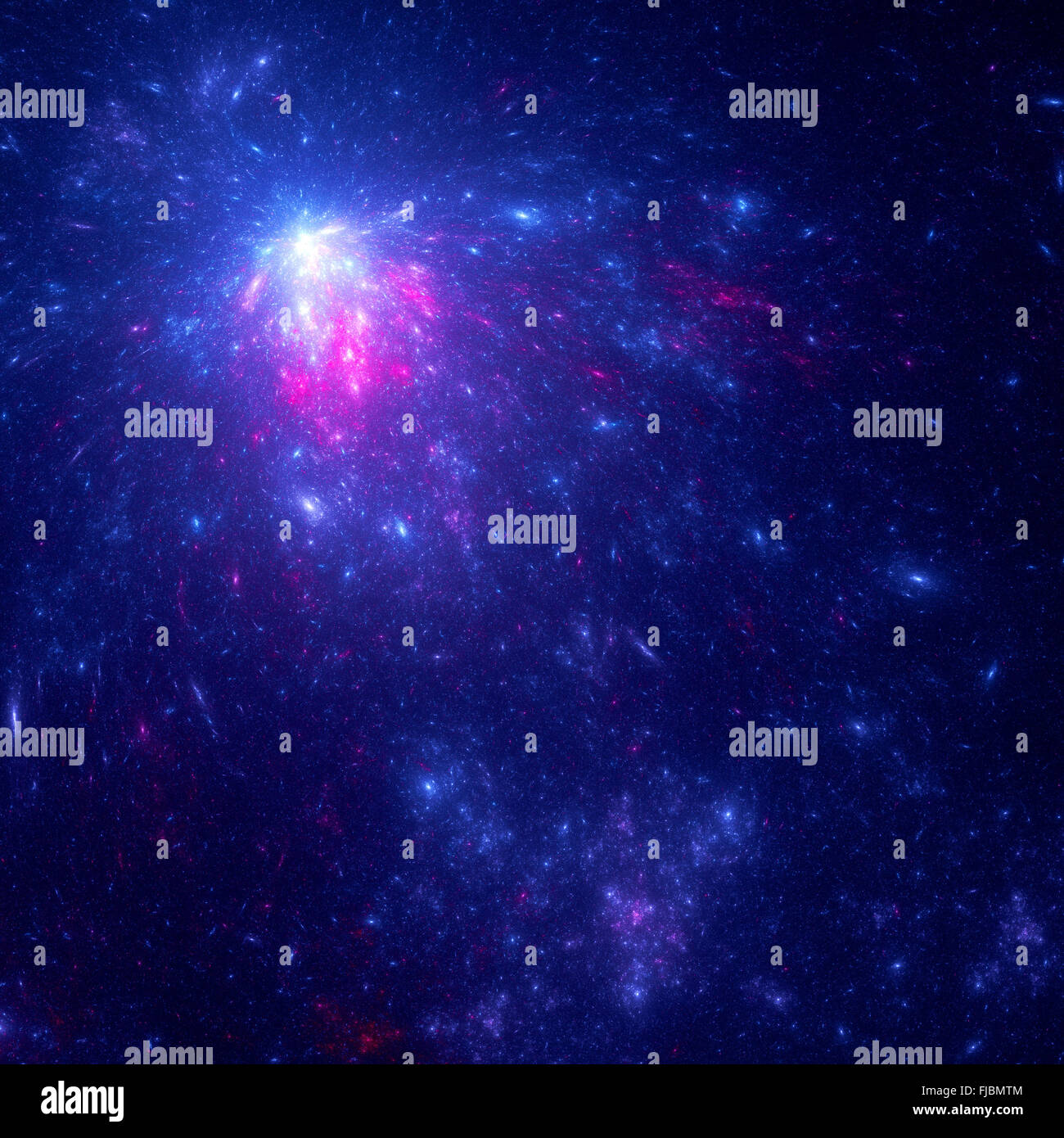 Colorful star systems in deep blue space, computer generated abstract ...