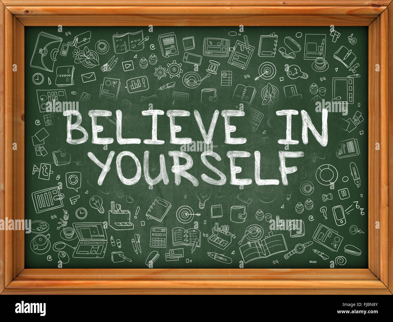 Believe In Yourself - Hand Drawn on Green Chalkboard Stock Photo - Alamy
