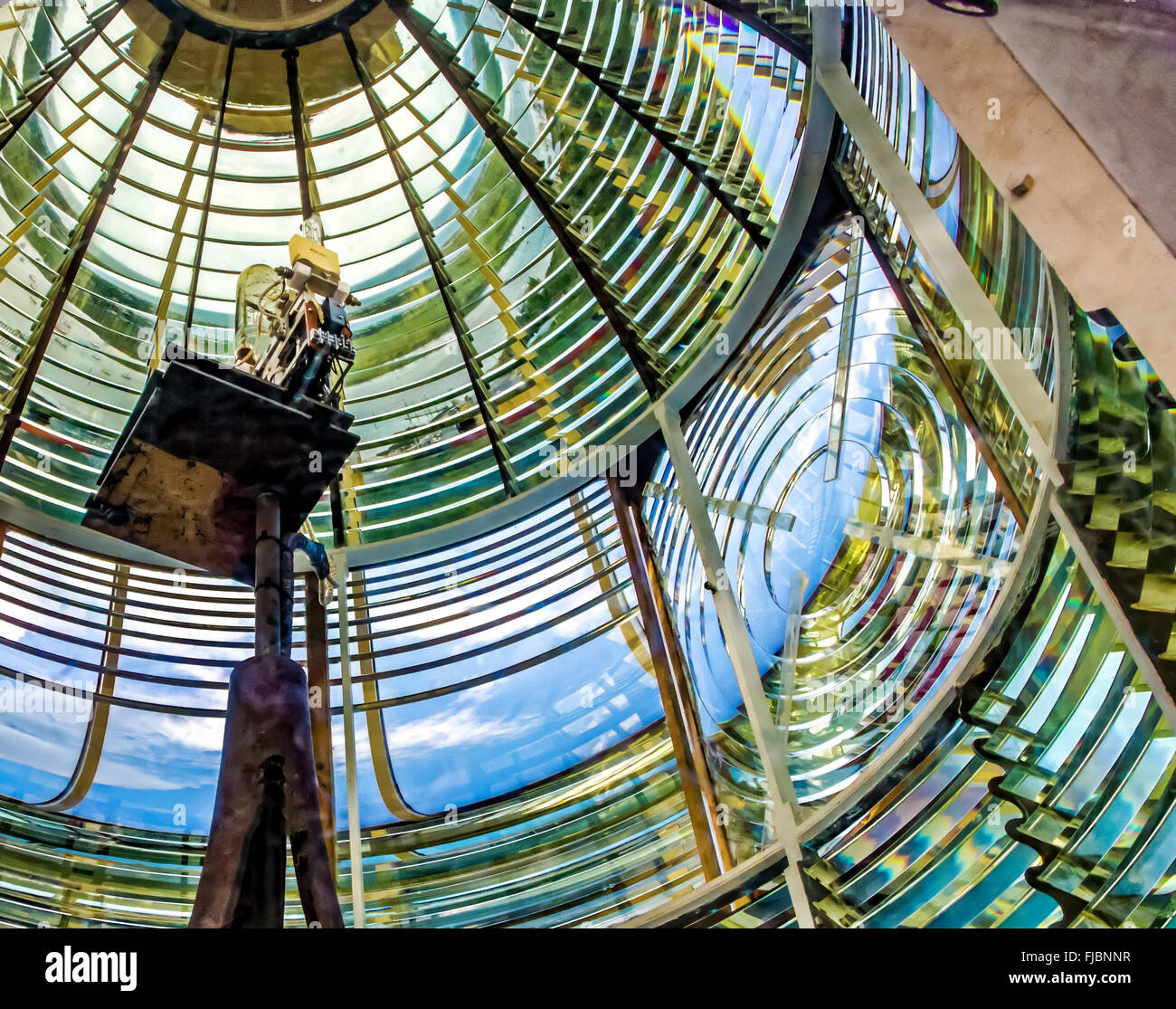 The light element and lenses of a lighthouse Stock Photo - Alamy