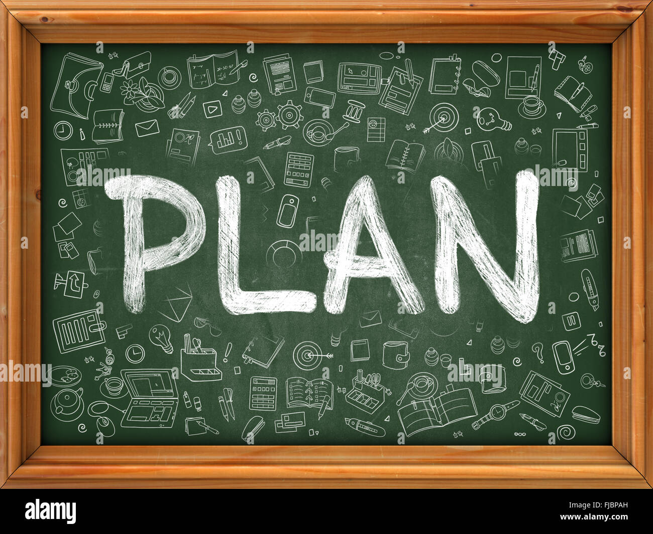 Green Chalkboard with Hand Drawn Plan Stock Photo - Alamy