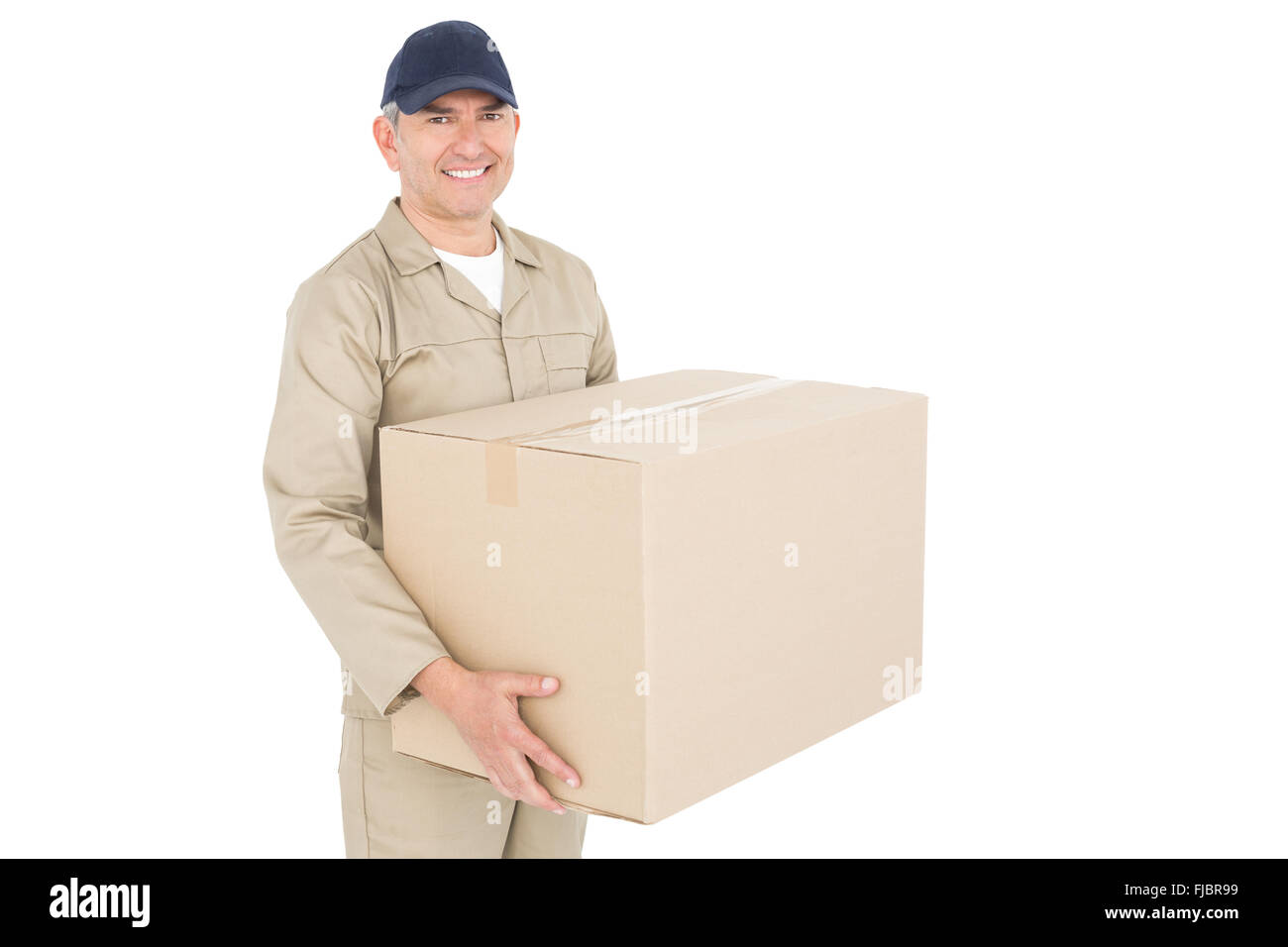 Delivery man carrying a package Stock Photo - Alamy