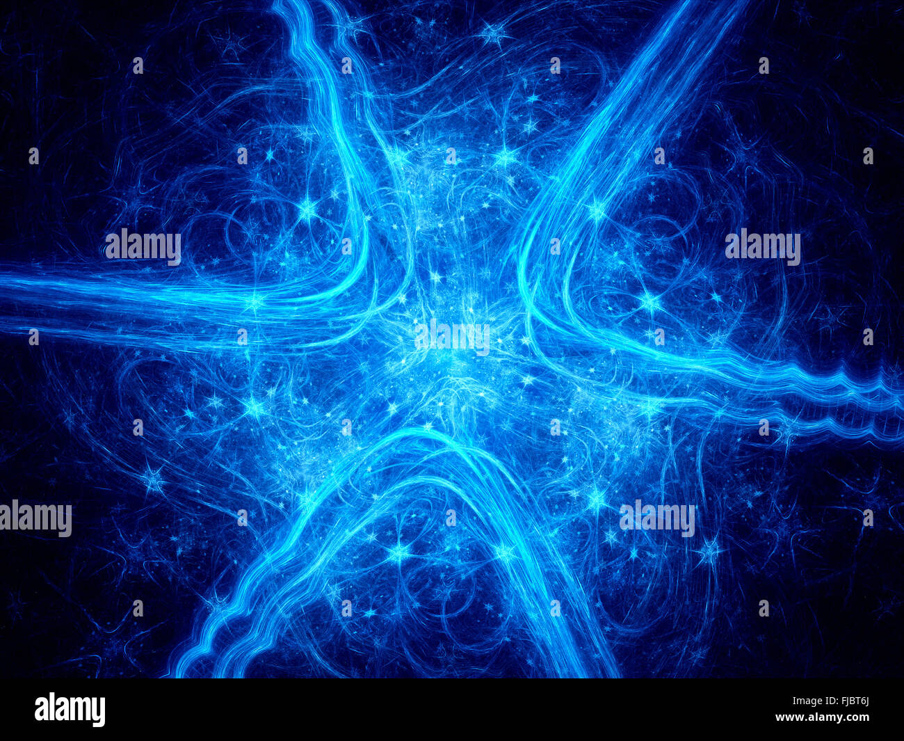 Magical plasma explosion with rays in space, computer generated fractal ...