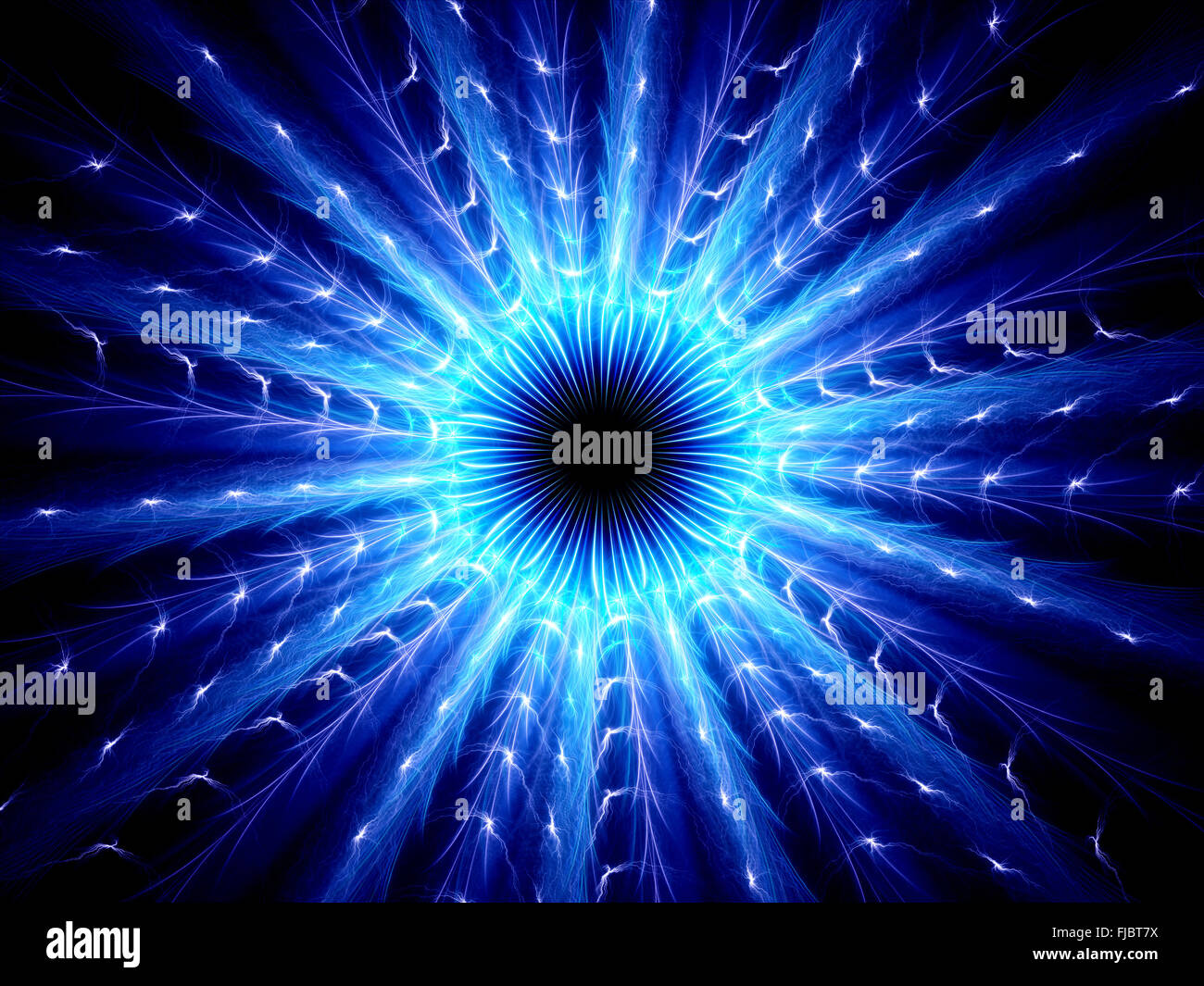 Blue glowing artificial intelligence, computer generated abstract ...