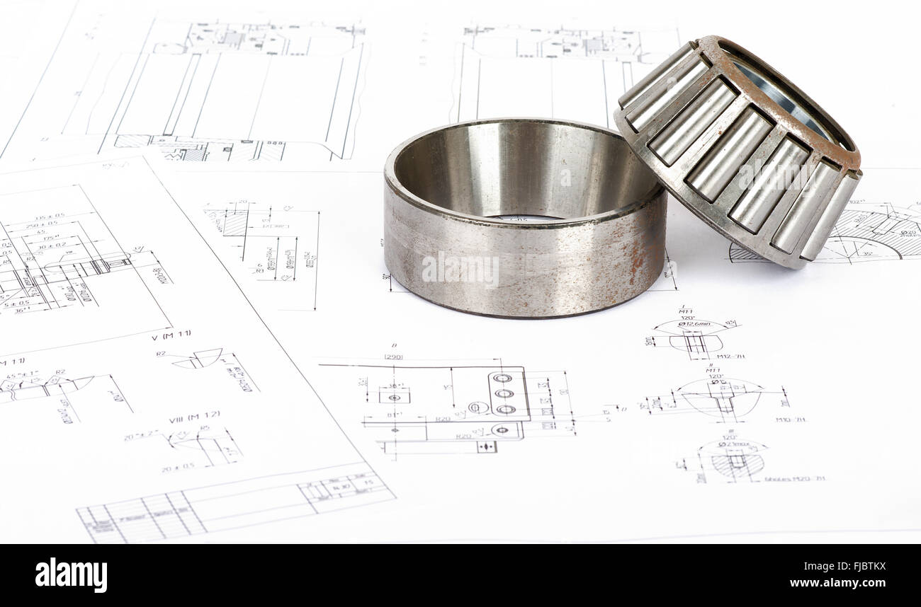 Roller bearing on blueprints Stock Photo - Alamy