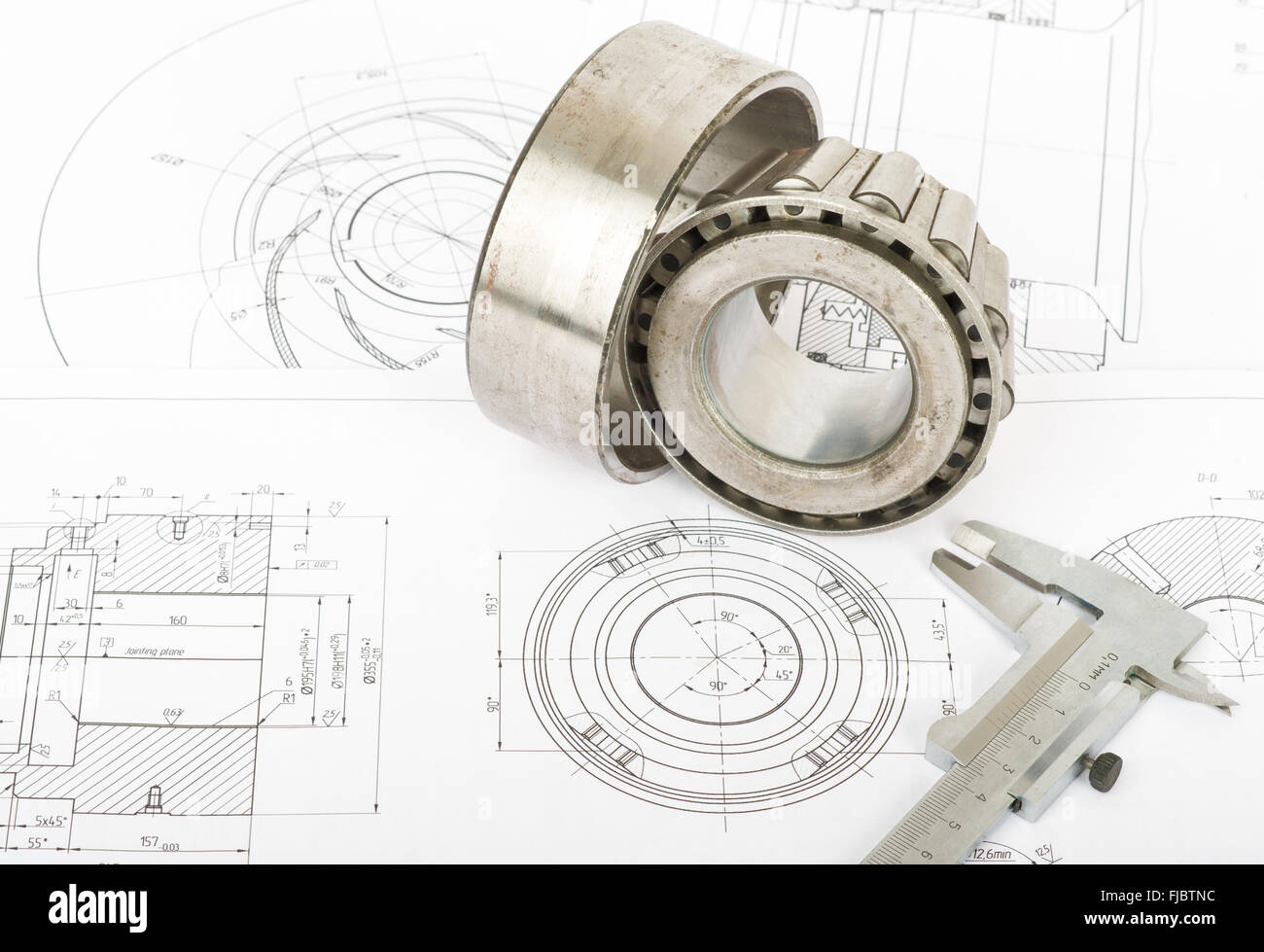 Roller bearing on blueprints Stock Photo - Alamy