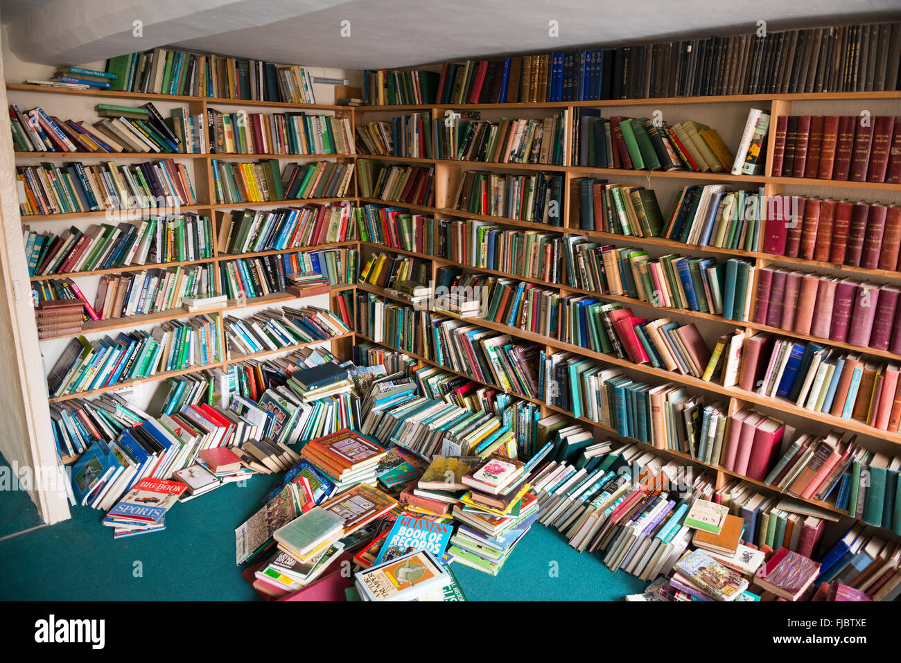 A display of books in a second hand book shop, Shrewsbury, Shropshire ...
