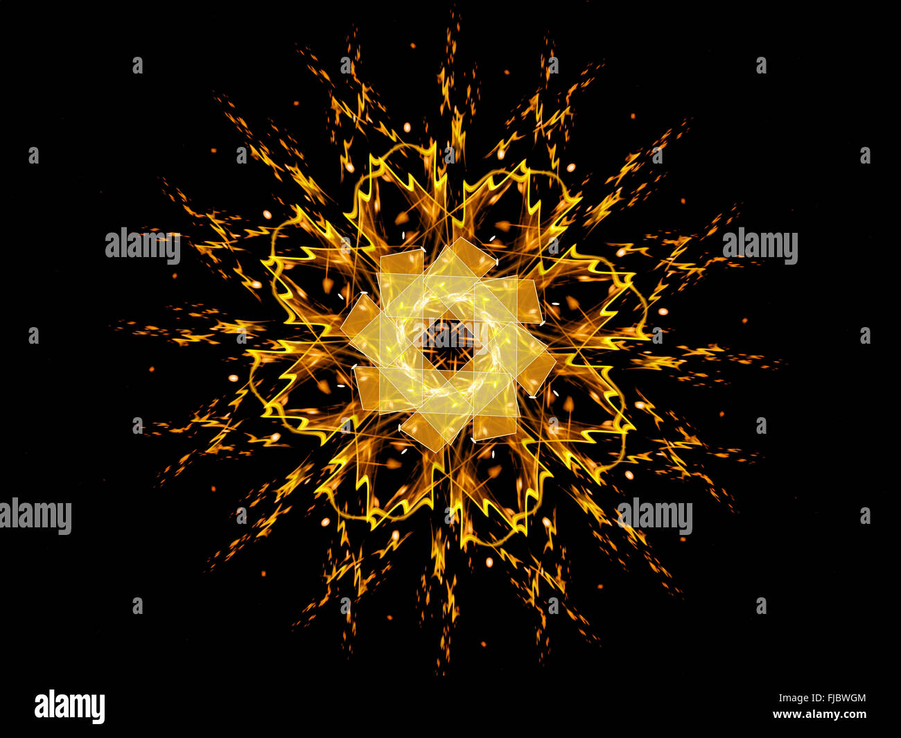 Futuristic fire mandala, computer generated abstract background Stock ...