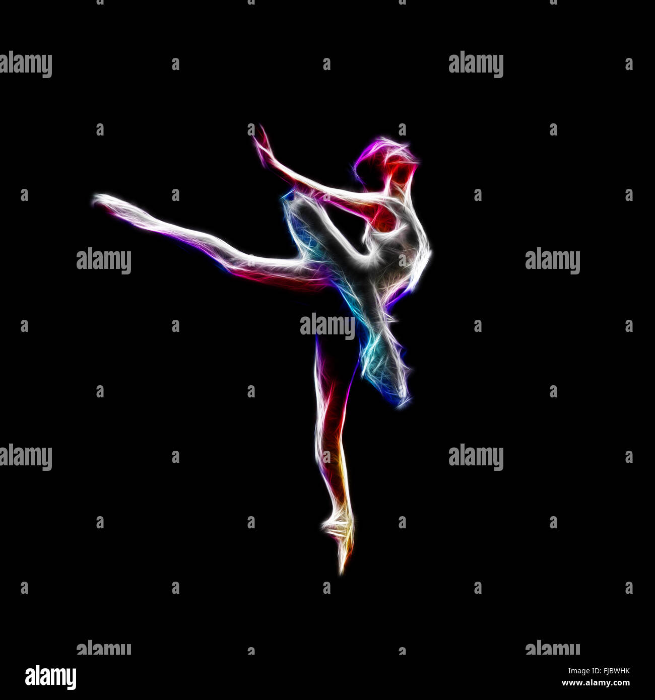 Ballerina dance concept, isolated on black, abstract fractal background ...