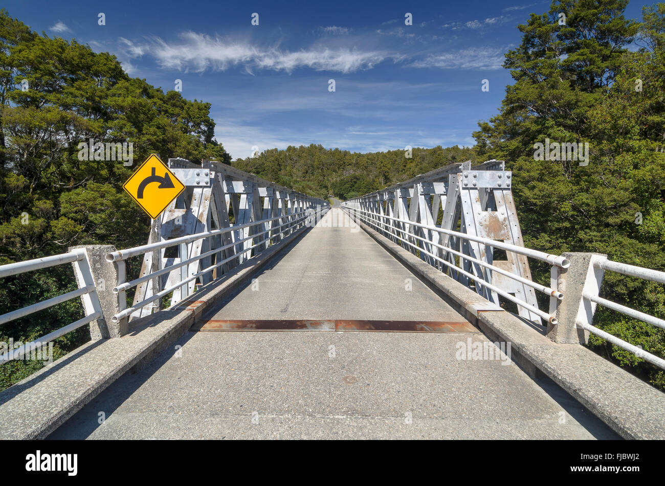 Girder bridge over Arawhata River, Jackson Bay, West Coast, South ...