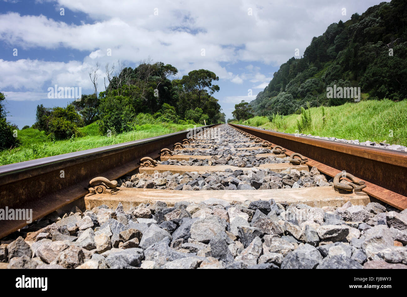 Railroad tracks, South Island, New Zealand Stock Photo - Alamy