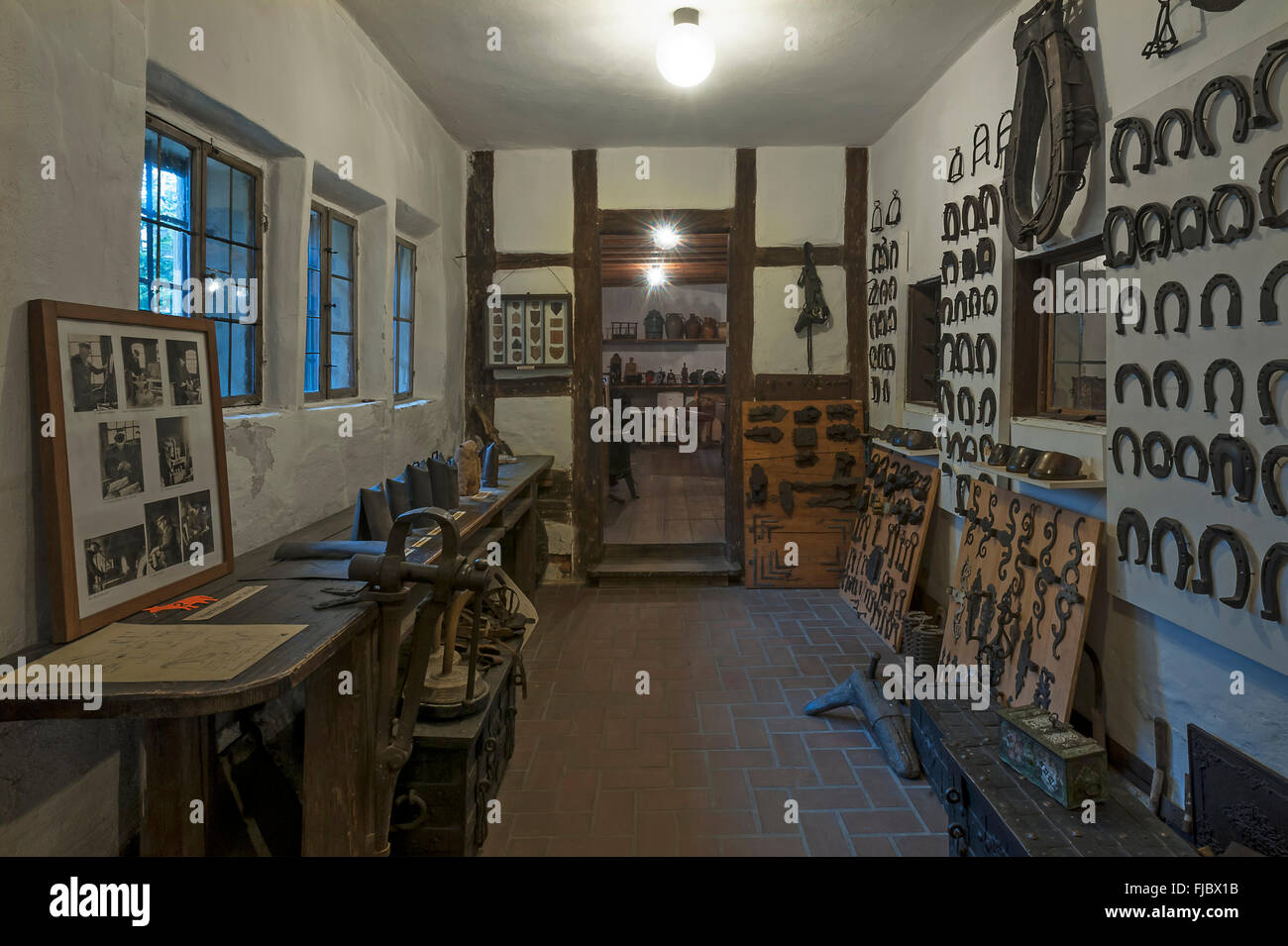 Exhibition rooms with horseshoes in the Deutsches Hirtenmuseum or ...