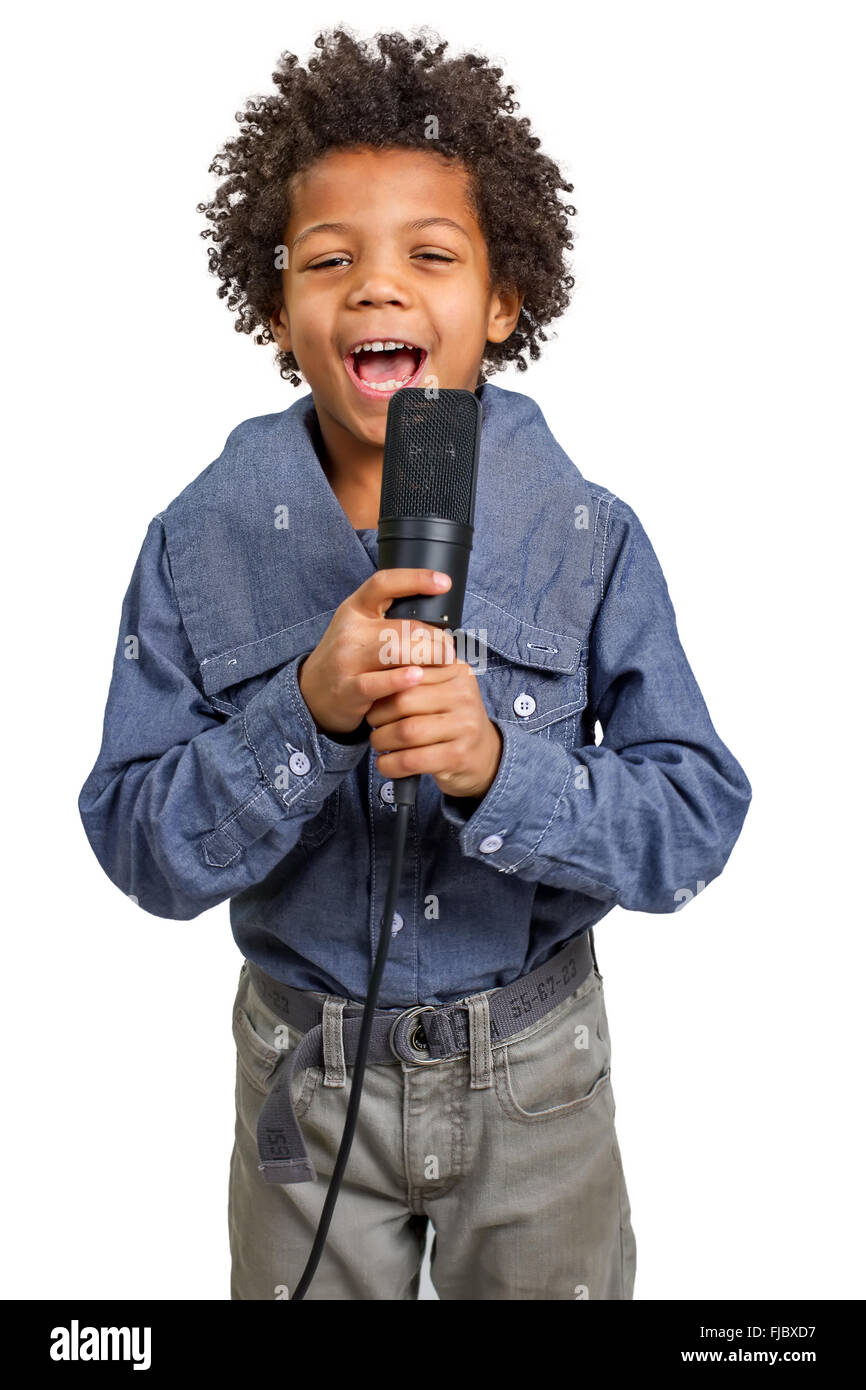 Black microphone boy singing hi-res stock photography and images - Alamy