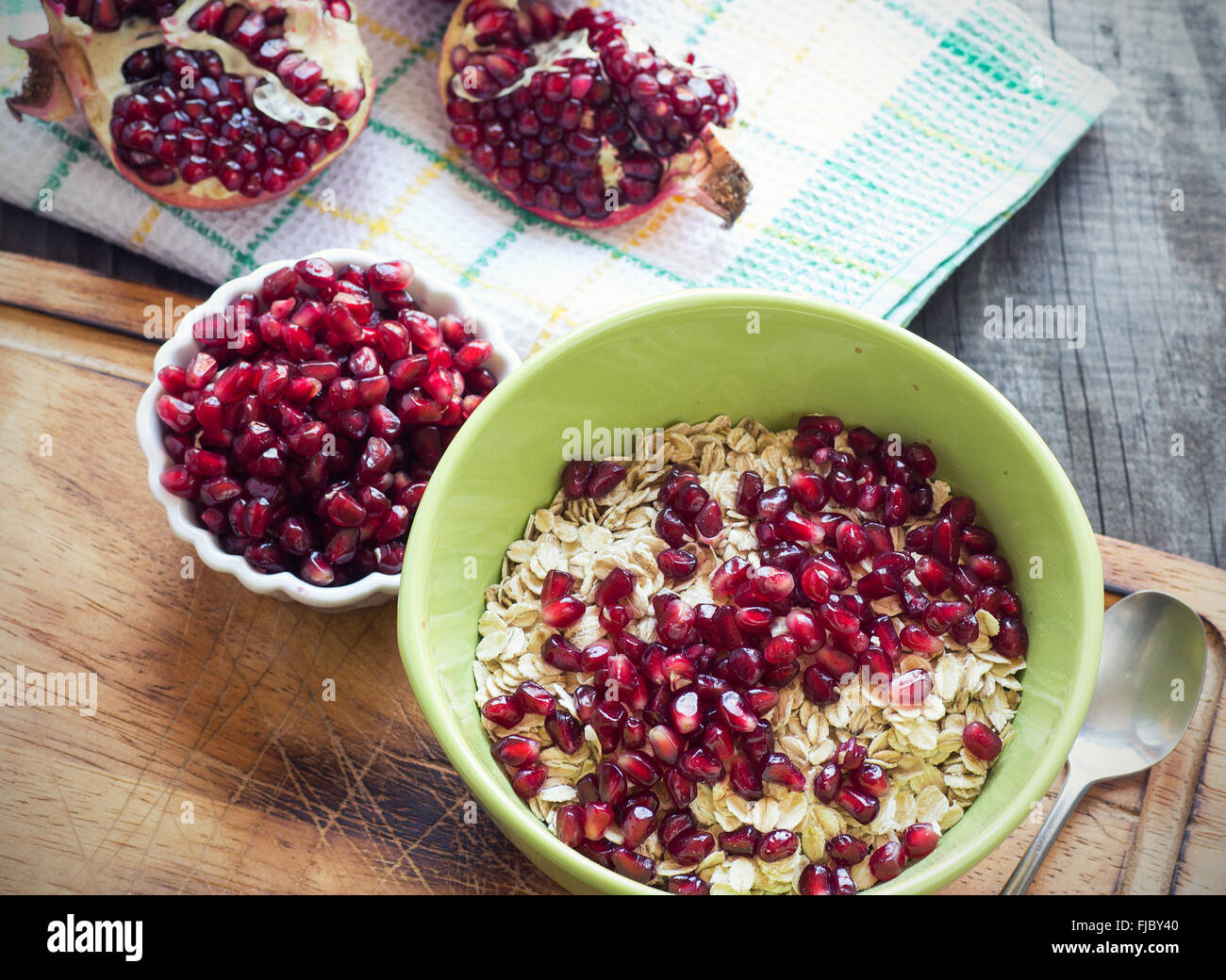Breakfast with a pomegranate Stock Photo - Alamy